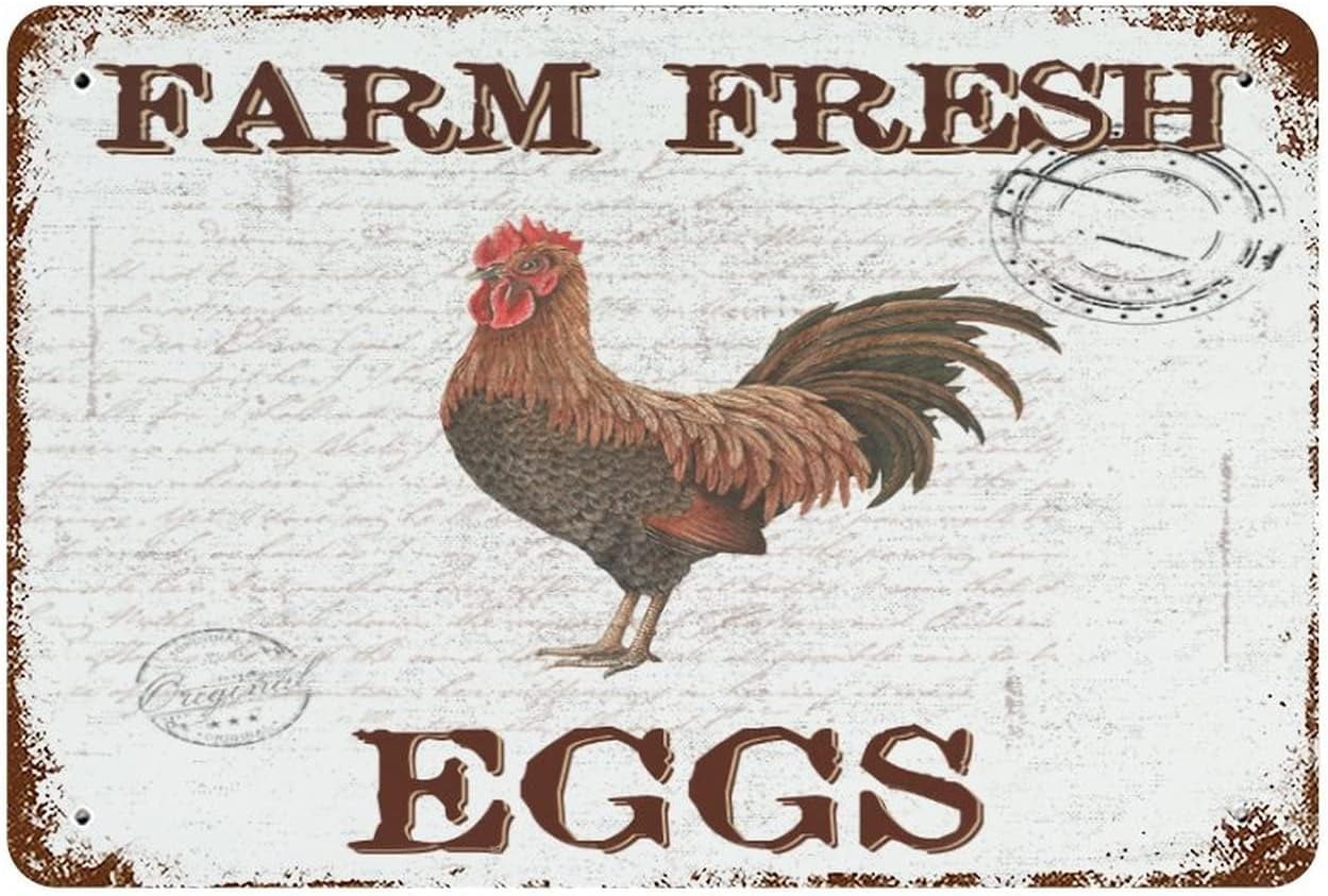 Rustic Poultry Animal Quote 8x12 inch Metal Tin Sign, Farm Fresh Eggs ...