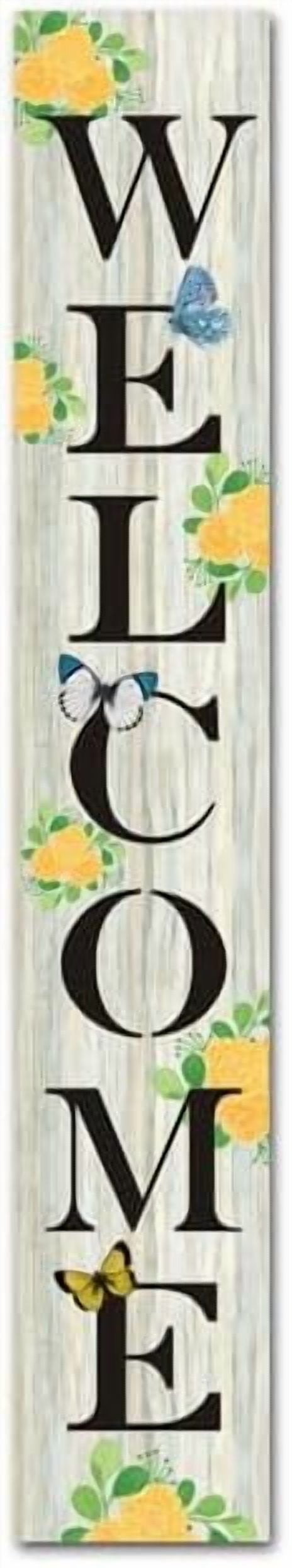 Rustic Primitive Welcome Vertical Wooden Welcome Wall Decor Flower ...