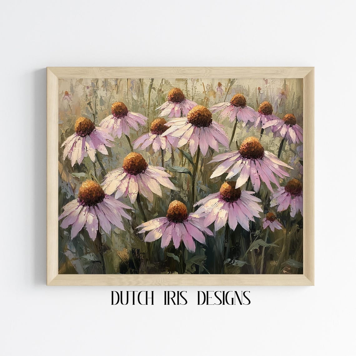Rustic Purple Coneflowers Field On, Flower Art, Earthy Wall Decor ...