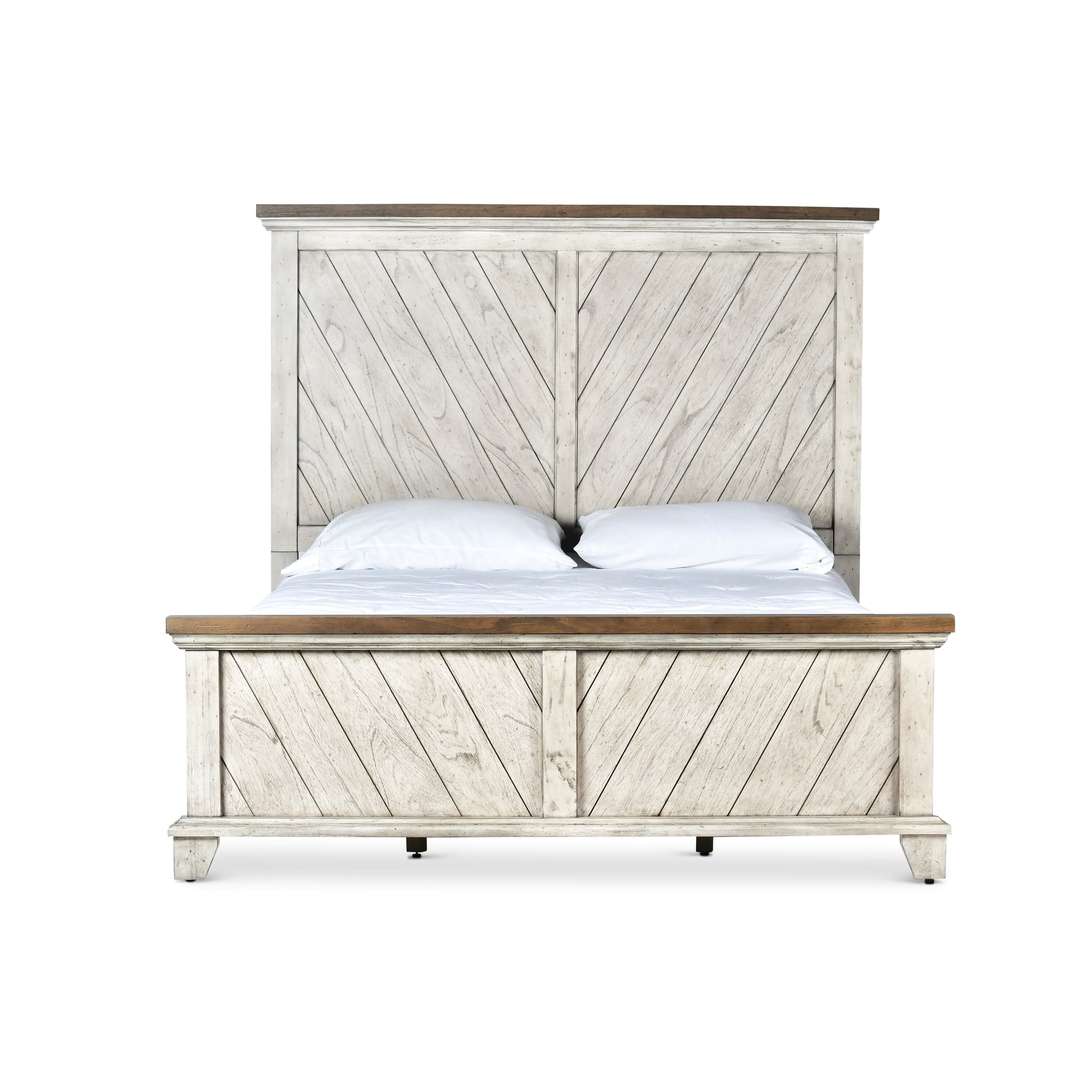 Rustic Queen Bed In Whitewashed Gray With End Rails Contrasting Cap And ...
