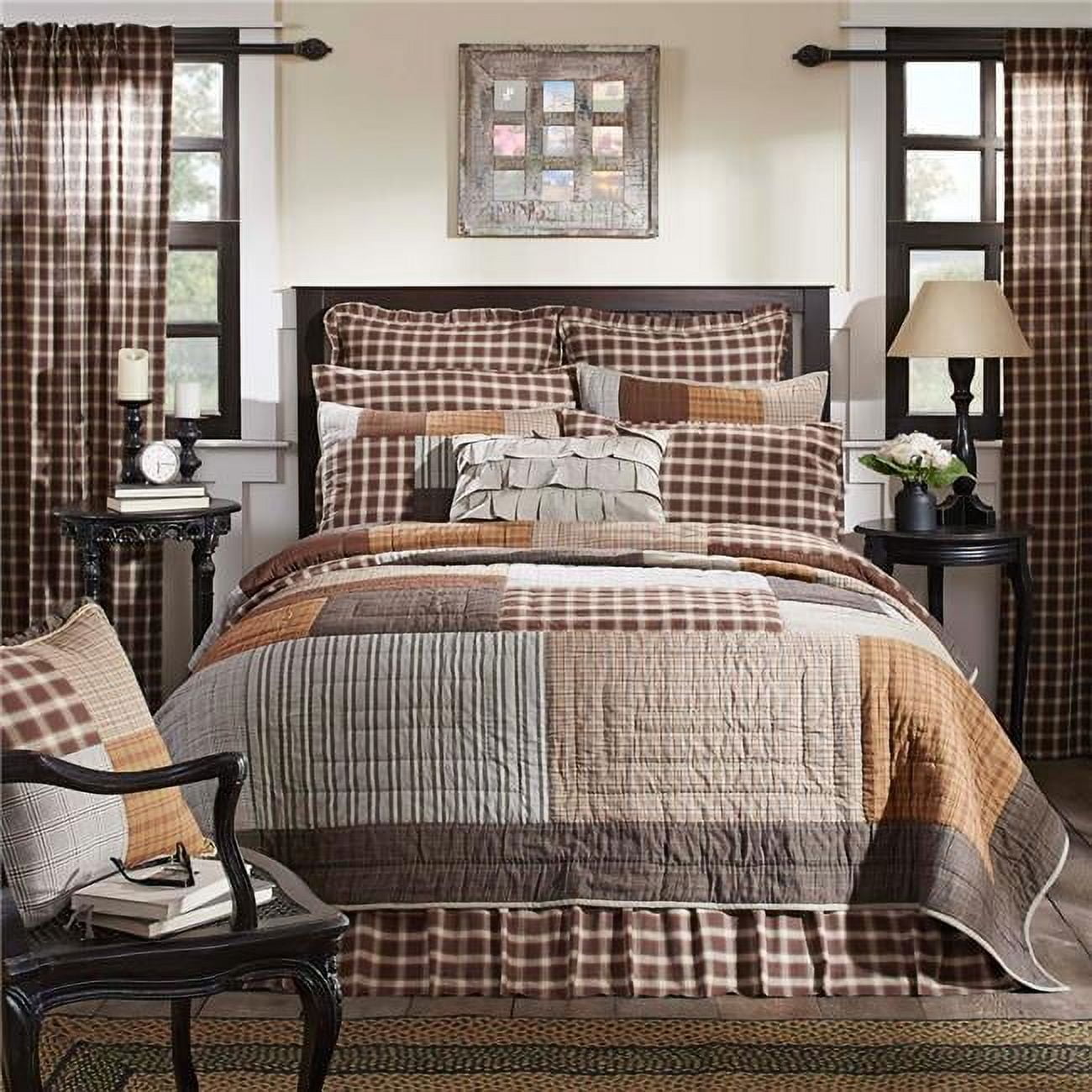 Rustic Quilt Rory Patchwork Brown Creme Country Bedroom Decor TCC ...
