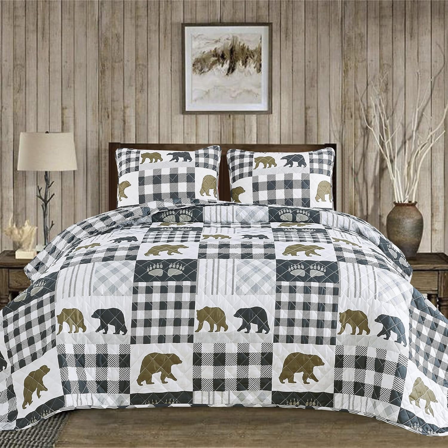 Rustic Quilts Full/Queen Size | 3-Piece Cabin Comforter Set with Shams ...