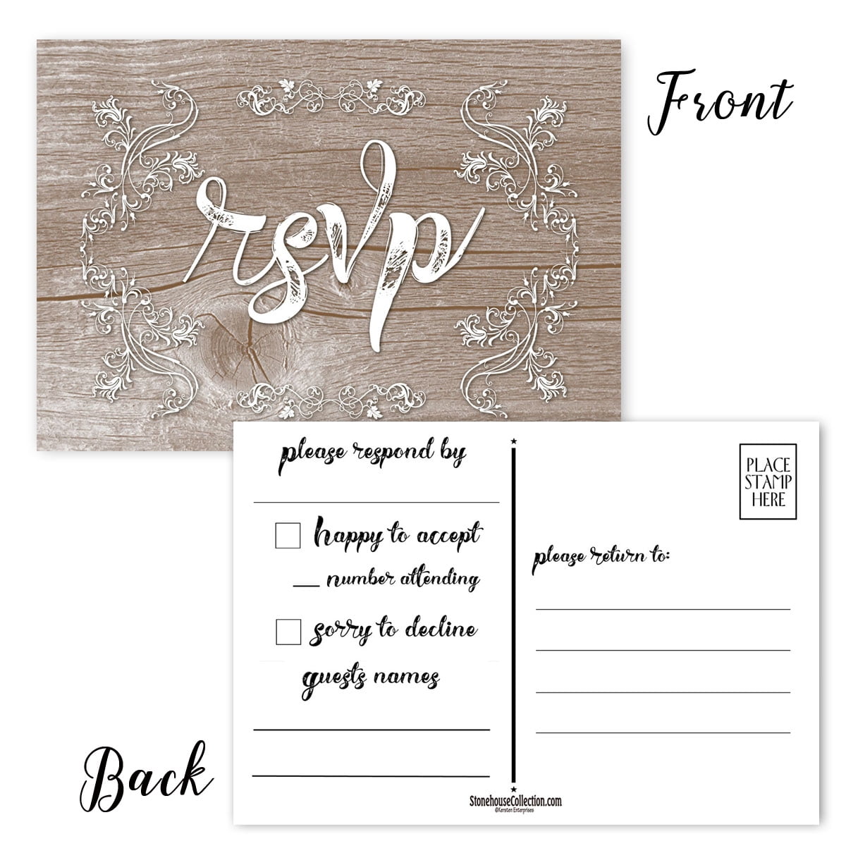 Rustic RSVP Postcards - 40 Reply Postcards - 4 x 6 Cards - Wedding ...