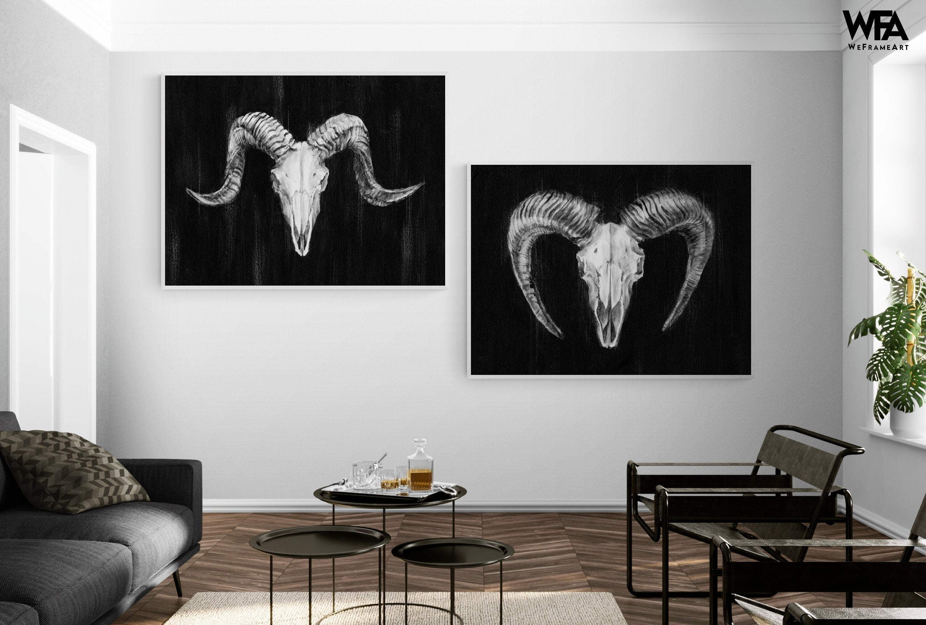 Rustic Ram Mount I and II by Ethan Harper, Set of 2 Framed Ram Wall ...