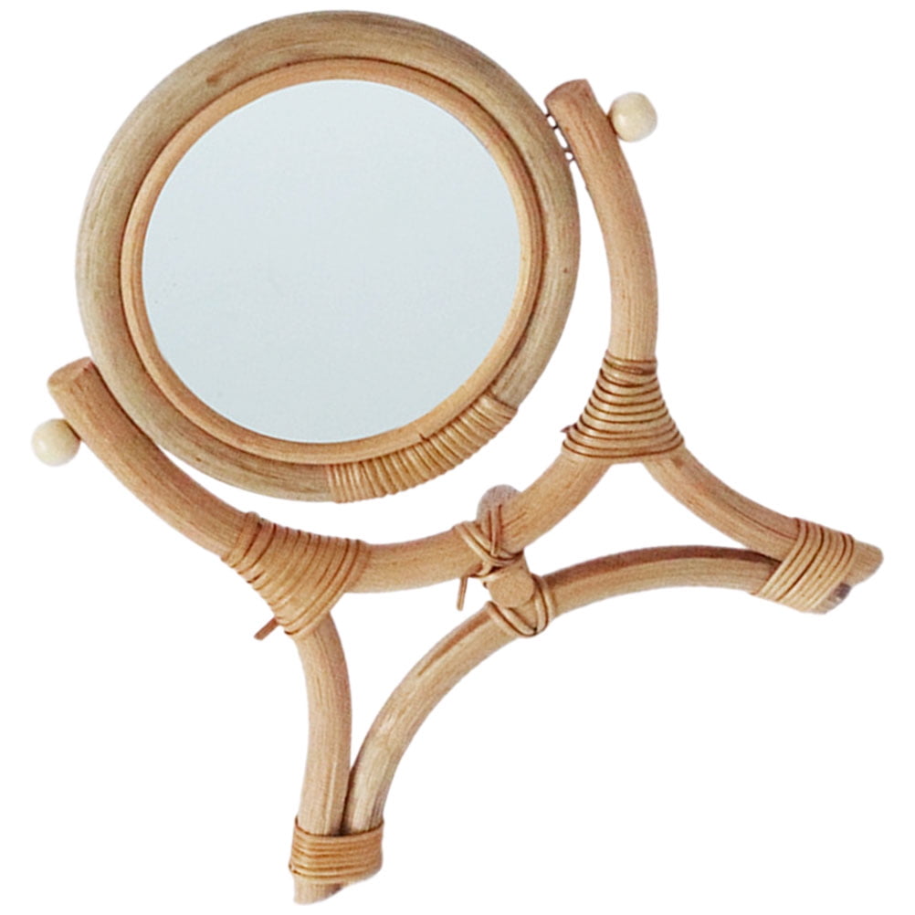 Rustic Rattan Desk Mirror Makeup Mirror Decorative Mirror Rattan ...