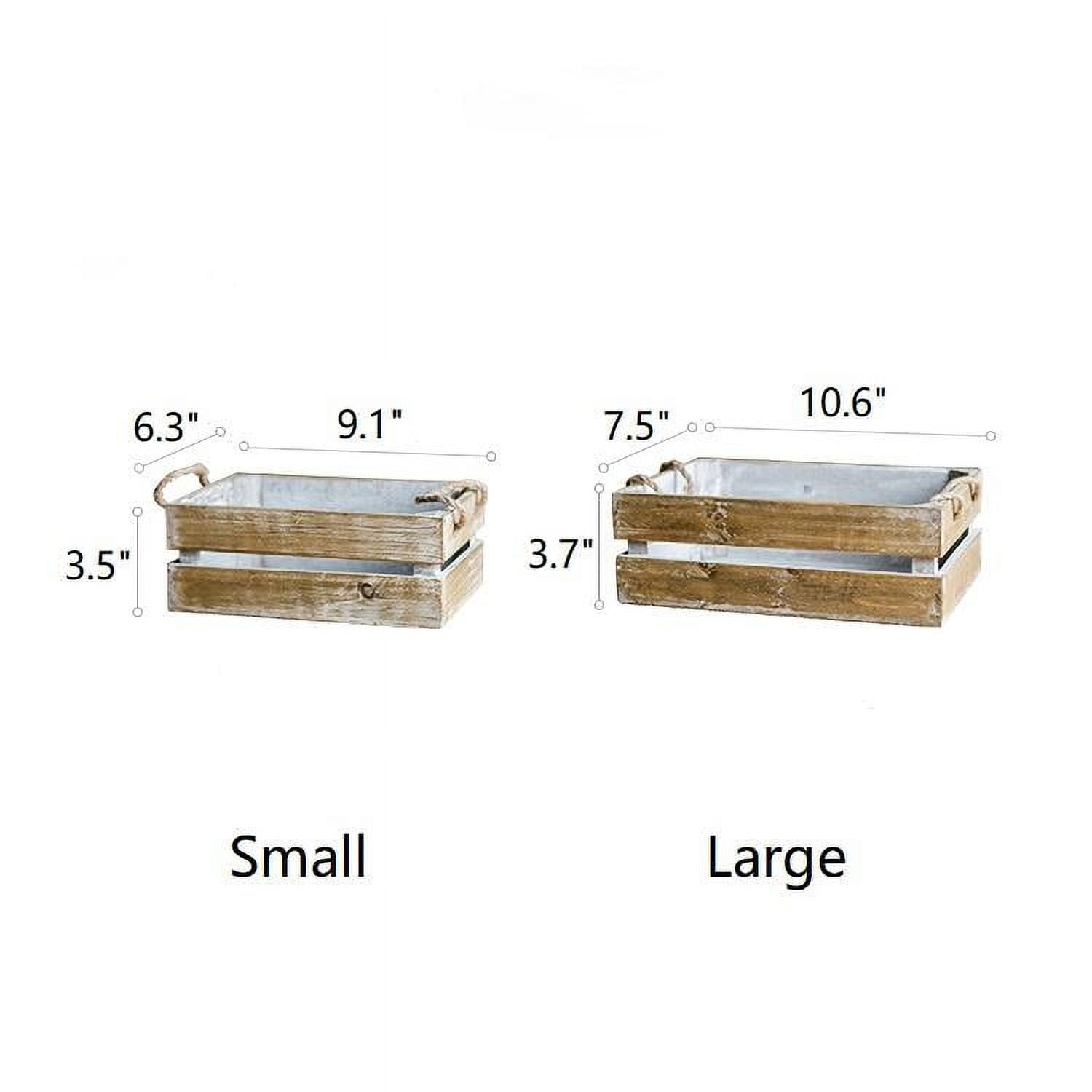 Rustic Reach Solid Wood Crate with Rope Handles Natural Finish, Brown ...
