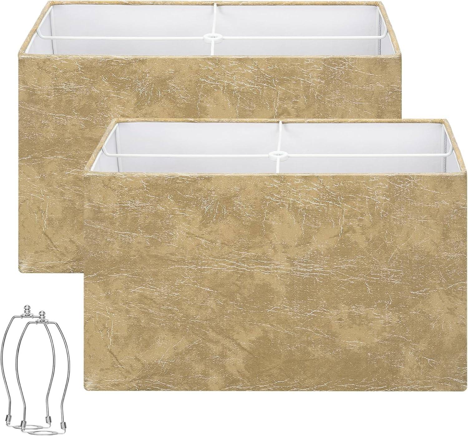 Rustic Rectangle Lamp Shades Set of 2, Large Faux Leather Lampshades ...