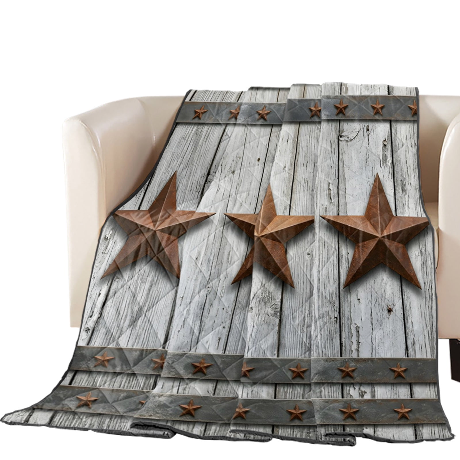 Rustic Red Star Quilted Comforters Cooling Blanket Full Size, Farmhouse ...