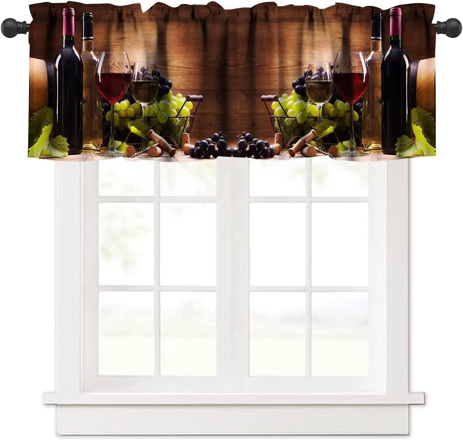 Rustic Red Wine Kitchen Curtains Valances Vintage Country Cabin ...