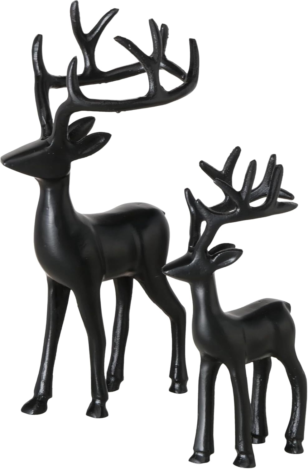 Rustic Reindeer Figurines, Set of 2, Handmade, Cast Aluminum, Black, 9. ...
