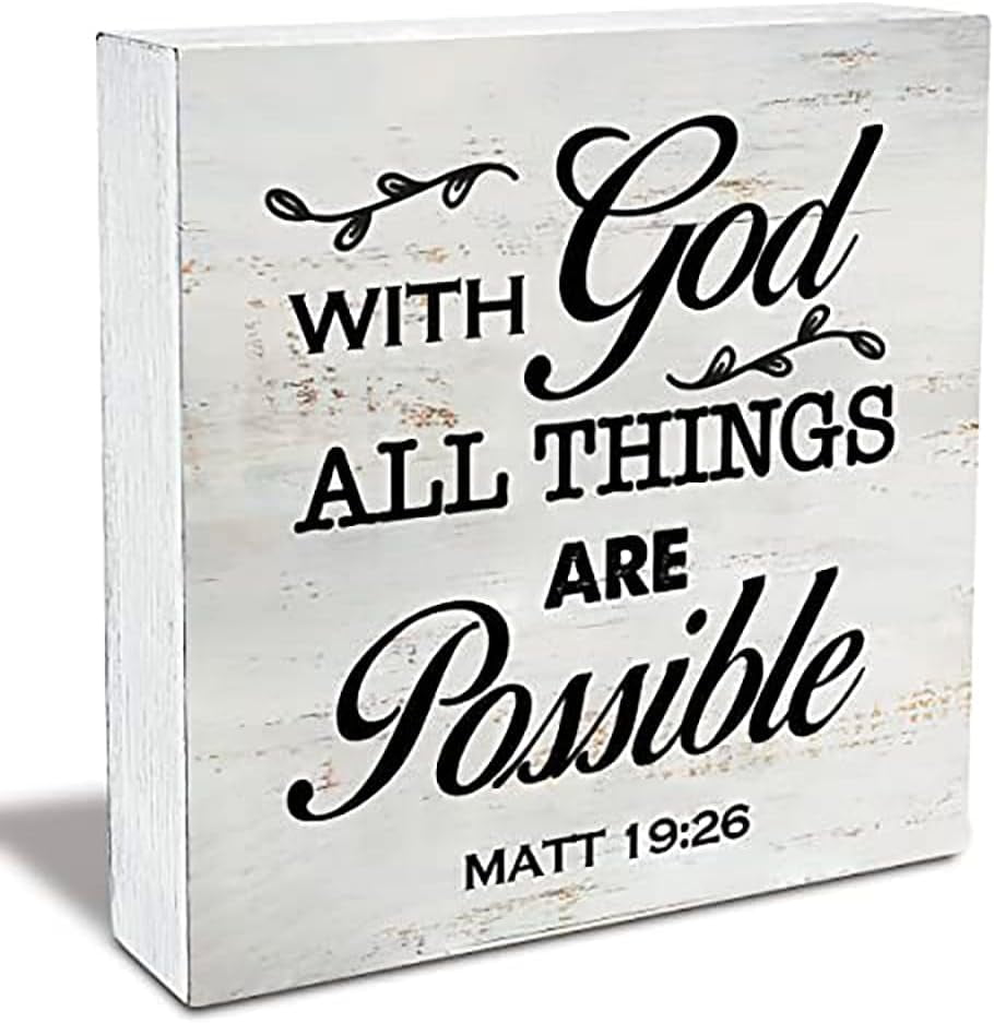 Rustic Religious Wood Box Sign With God All Things Are Possible Wooden ...
