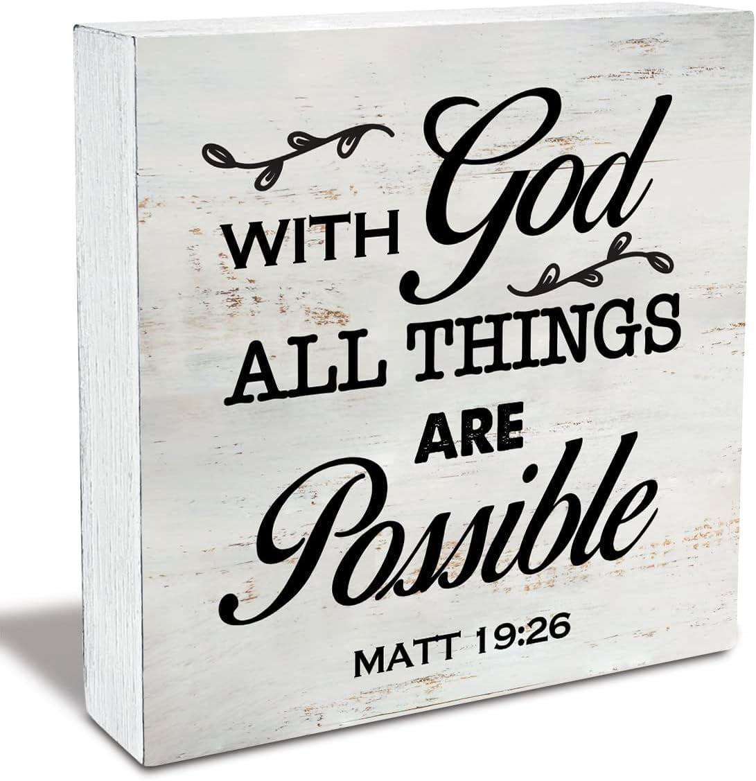 Rustic Religious Wood Box Sign with God All Things are Possible Wooden ...
