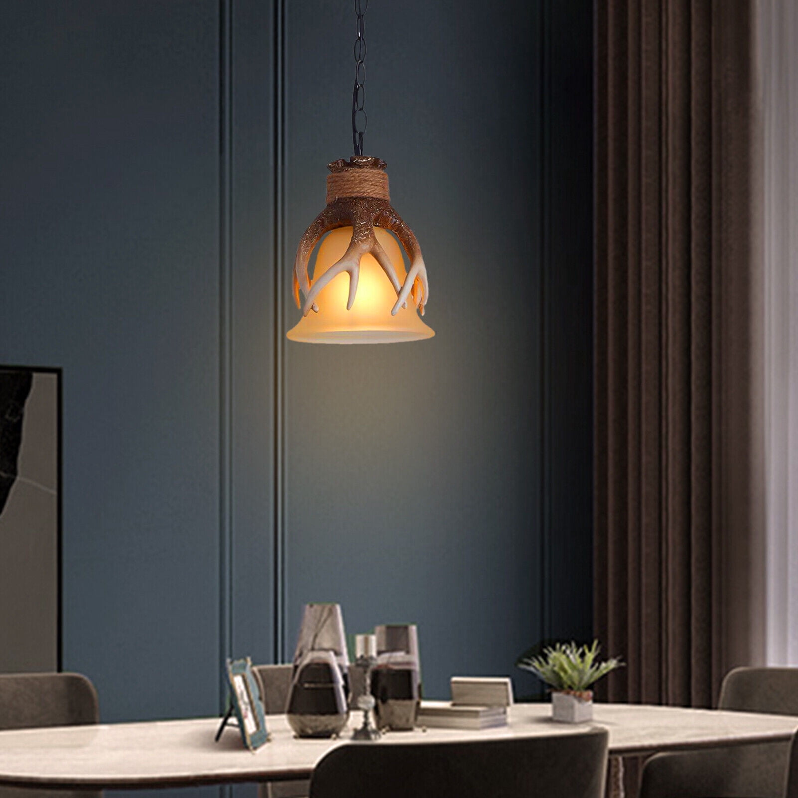 Rustic Resin Pendant Light Deer Horn Antler Farmhouse Chandelier ...
