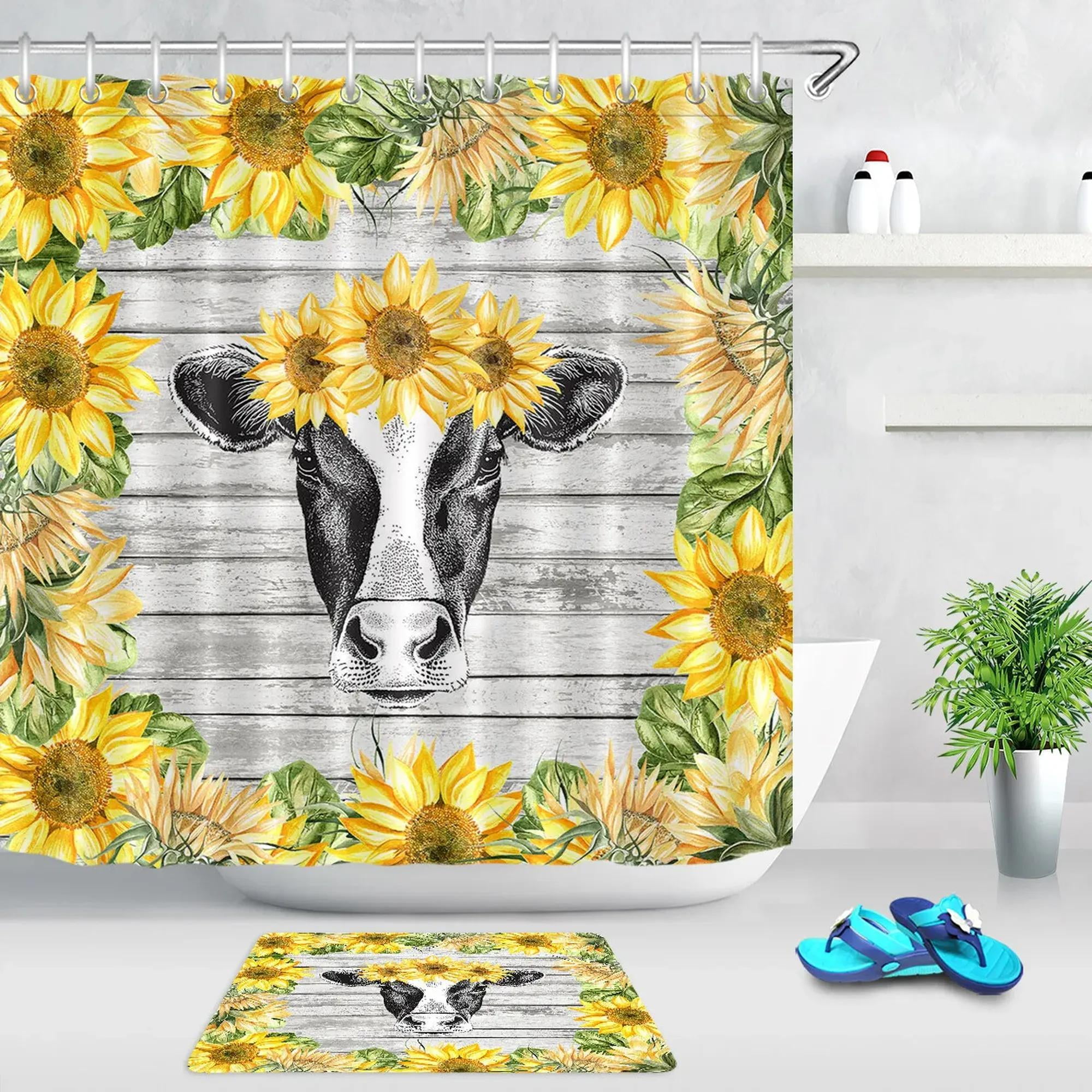 Rustic Retreat: Colorful Watercolor Cow Shower Curtain for an ...