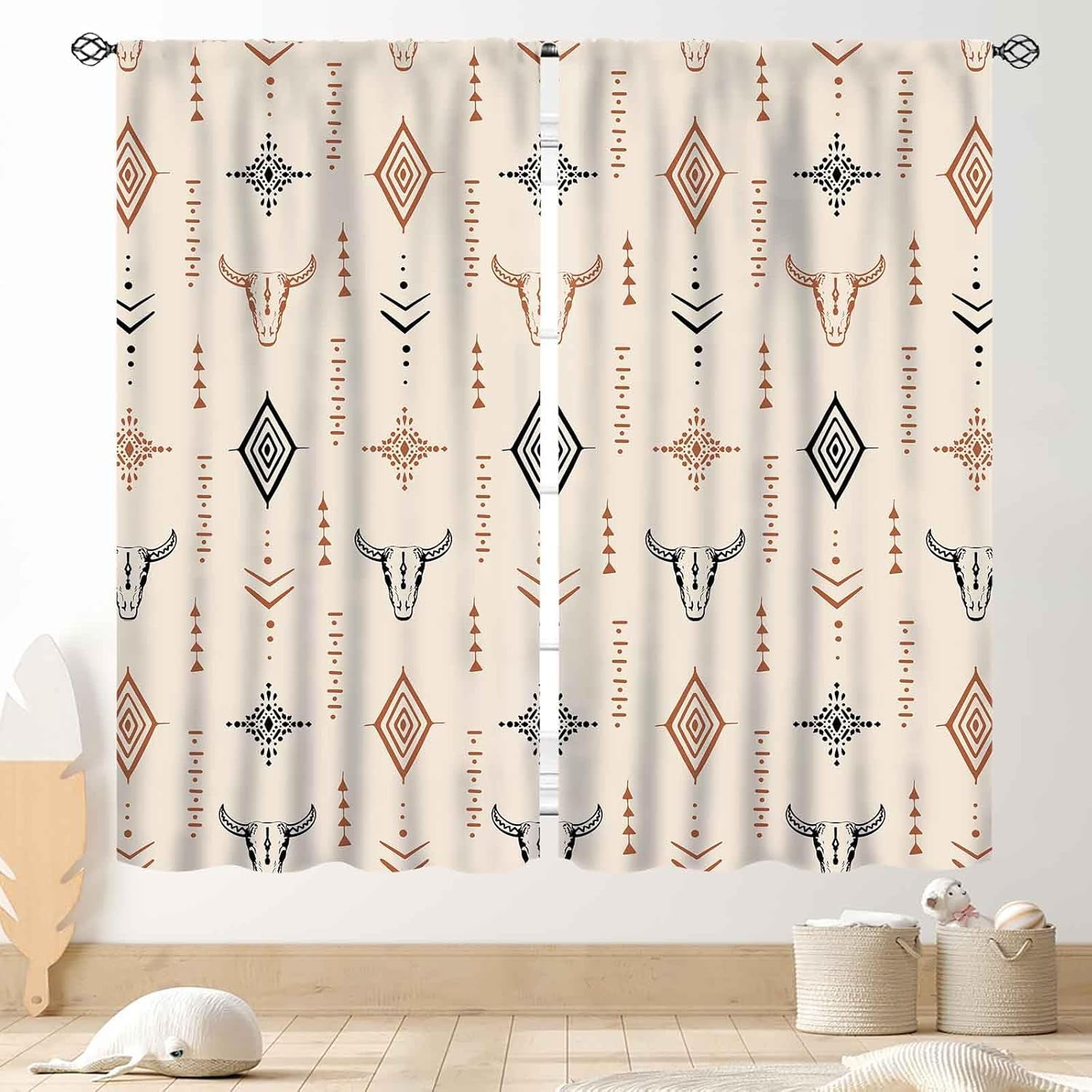 Rustic Retro Aztec Bull Skull Southwest Tribal Ethnic Farmhouse Rural ...