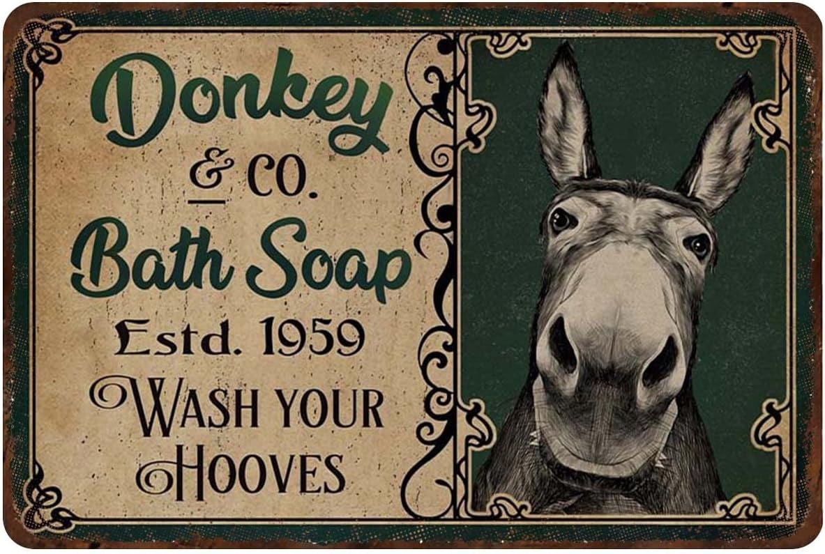 Rustic Retro Metal Tin Sign Donkey Co Bath Soap Bathroom Signs Wall ...