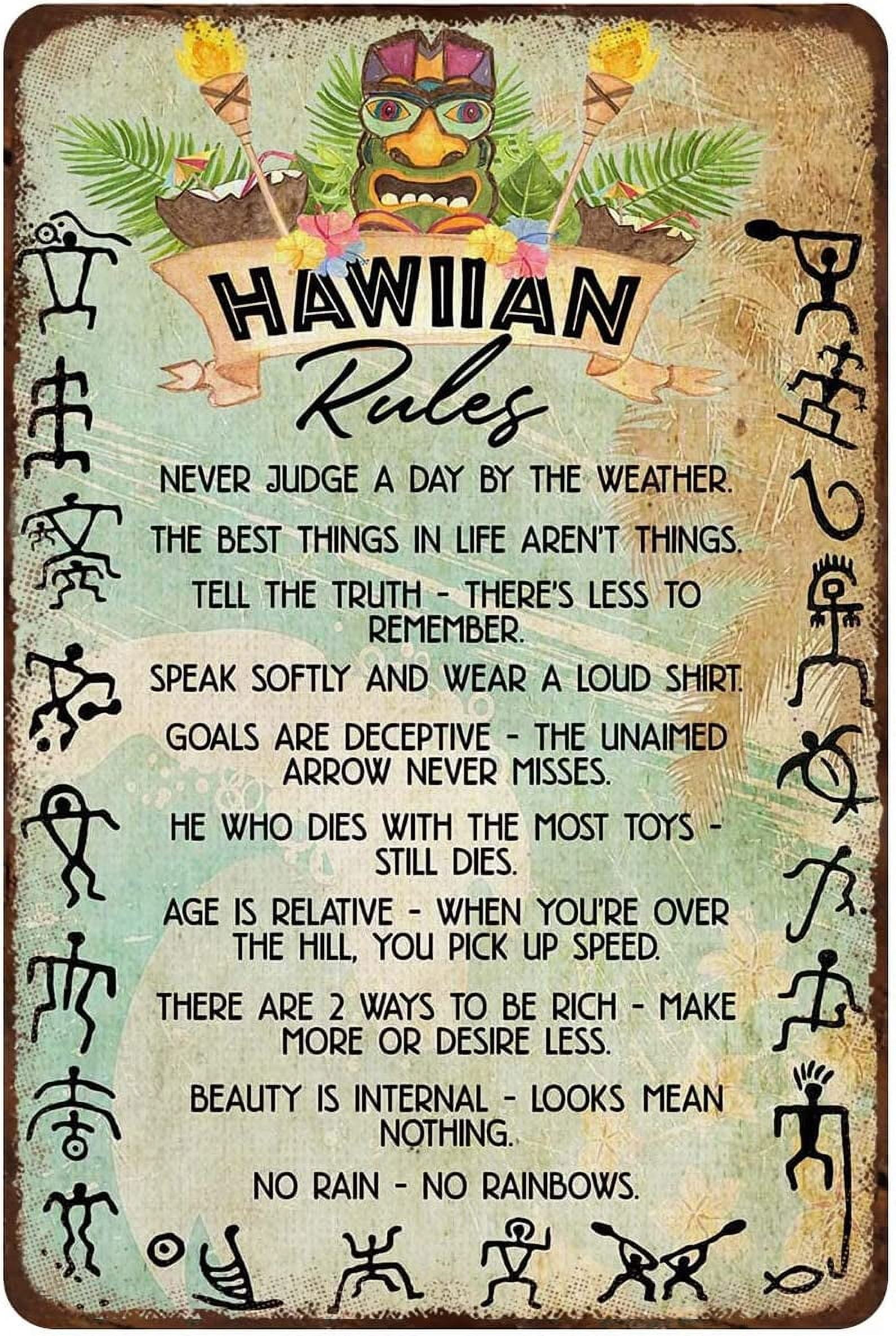 Rustic Retro Metal Tin Sign Hawaiian Rules Funny Vintage plaques Wall ...