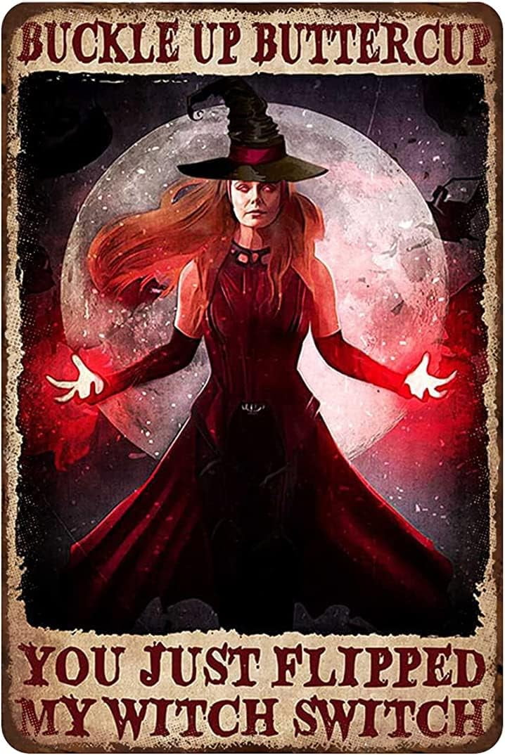 Rustic Retro Metal Tin Sign Moon Witch Muckle Up Buttercup You Just ...