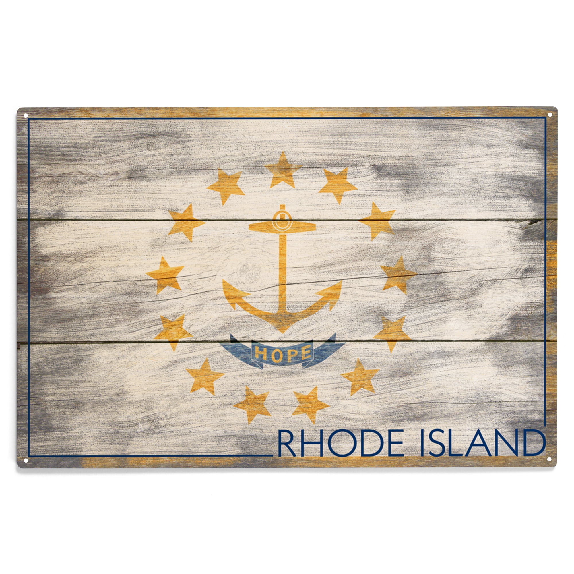 Rustic Rhode Island State Flag Birch Wood Wall Sign (10x15 Rustic Home ...