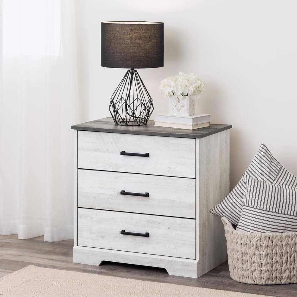 Rustic Ridge Washed White 3-Drawer 27.5 in. x 26.75 in. x 16.25 in ...