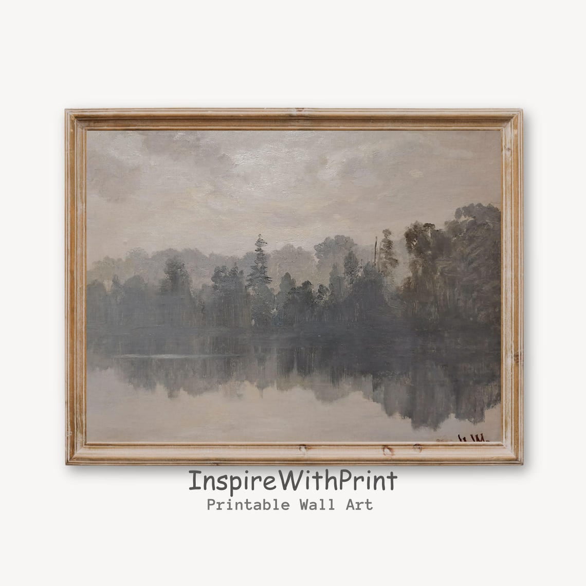 Rustic River Landscape Poster , Moody Vintage , Neutral Landscape Wall ...