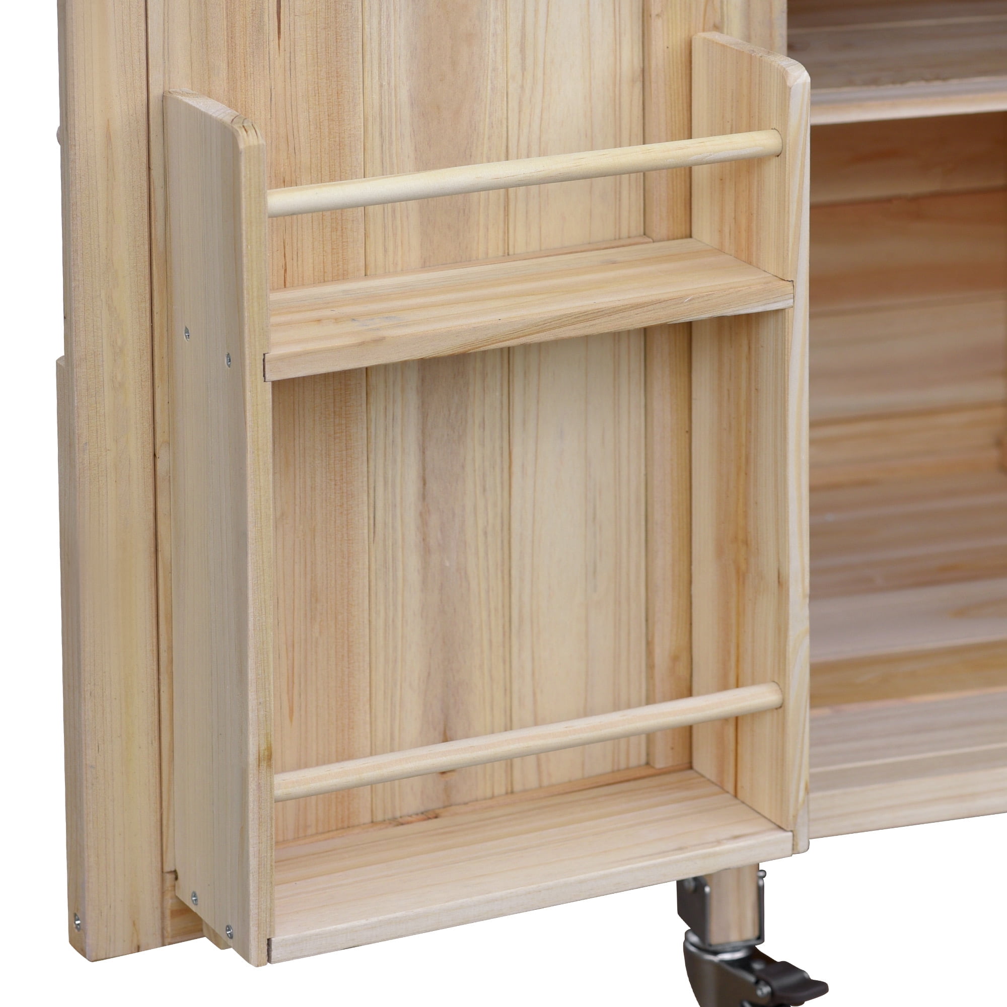 Rustic Rolling Kitchen Island - Weatherproof Solid Wood with Stainless ...
