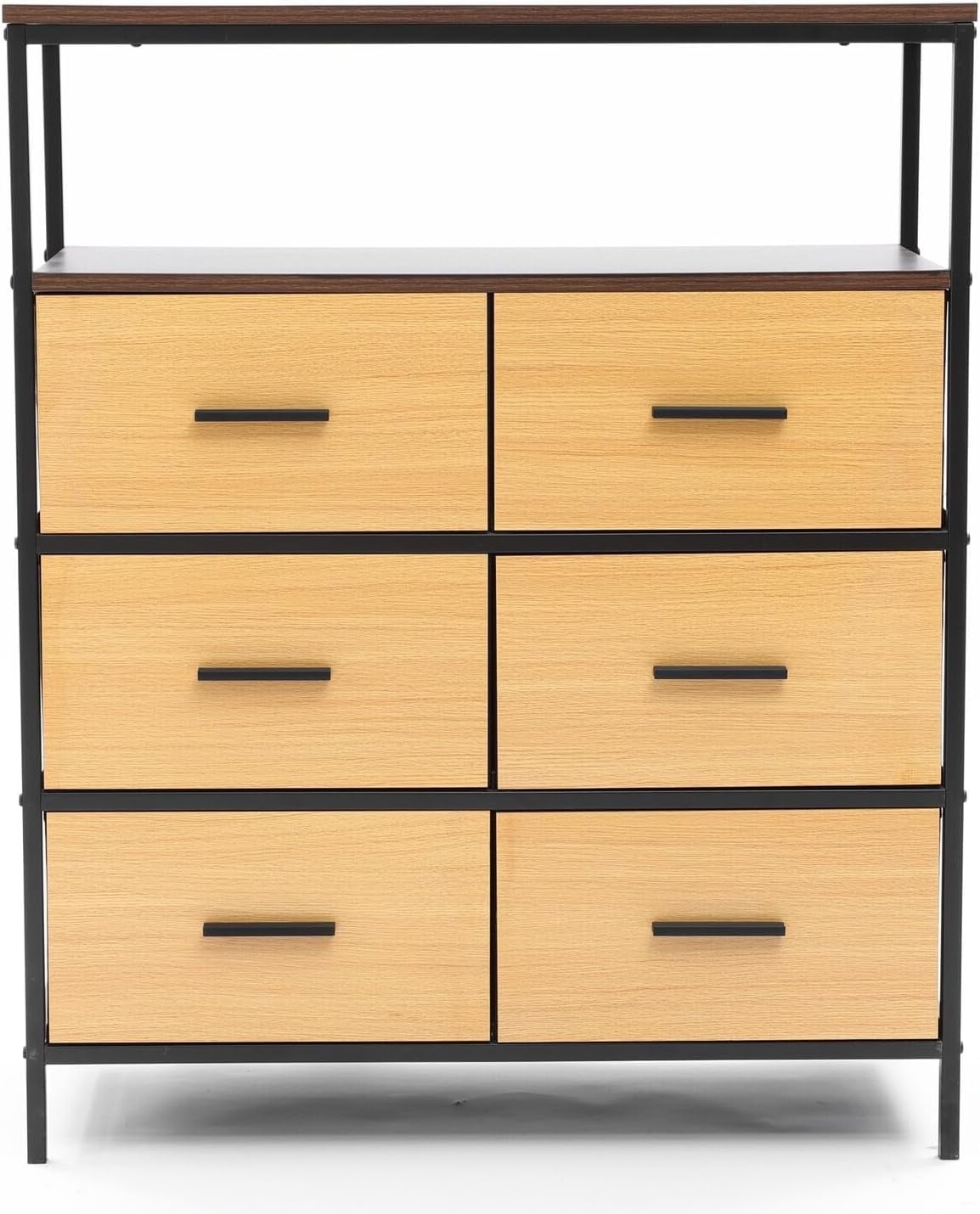 Rustic Romance Black and Brown Manufactured Wood 6-Drawer 1-Shelf ...