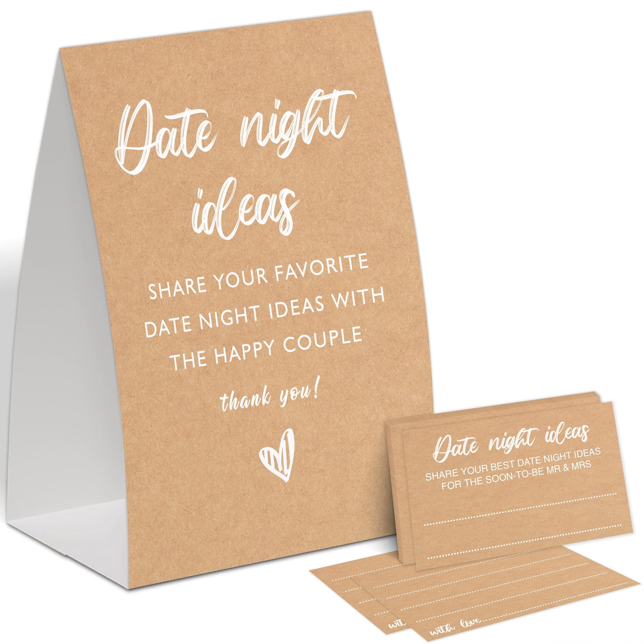 Rustic Romance Date Night Cards and Sign Set for Bridal Showers ...
