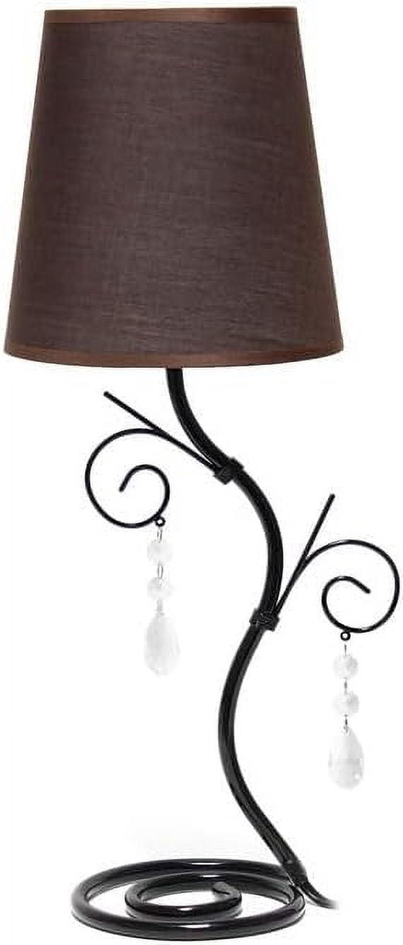Rustic Romance Scroll Wire Metal Table Lamp with Dangling Crystals and ...