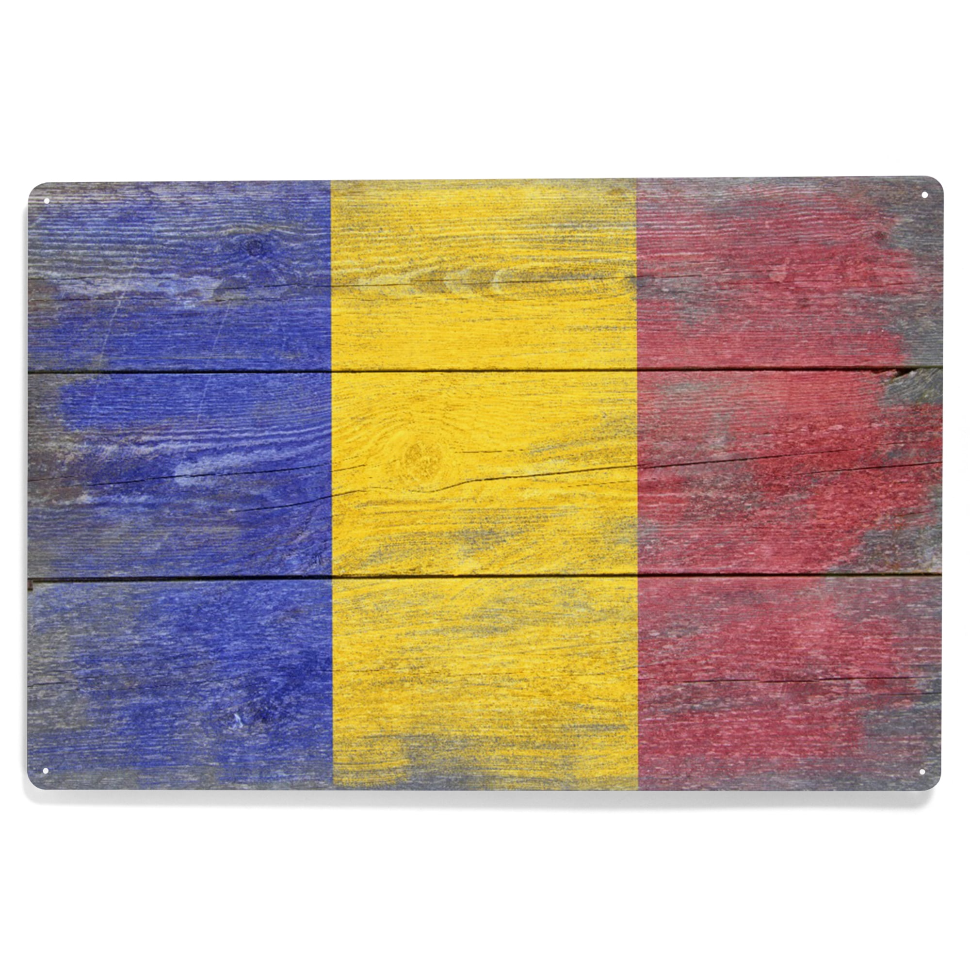 Rustic Romania Country Flag (12x18 Aluminum Art, Indoor Outdoor Metal ...