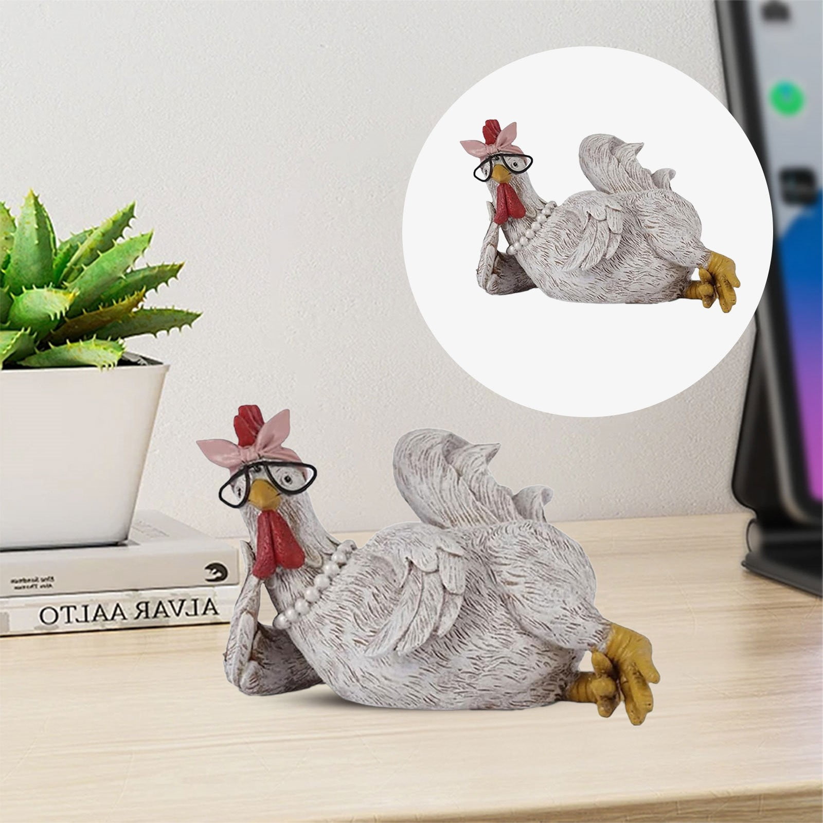 Rustic Rooster And Chicken Resin Statue Set Vintage Artificial Animal ...