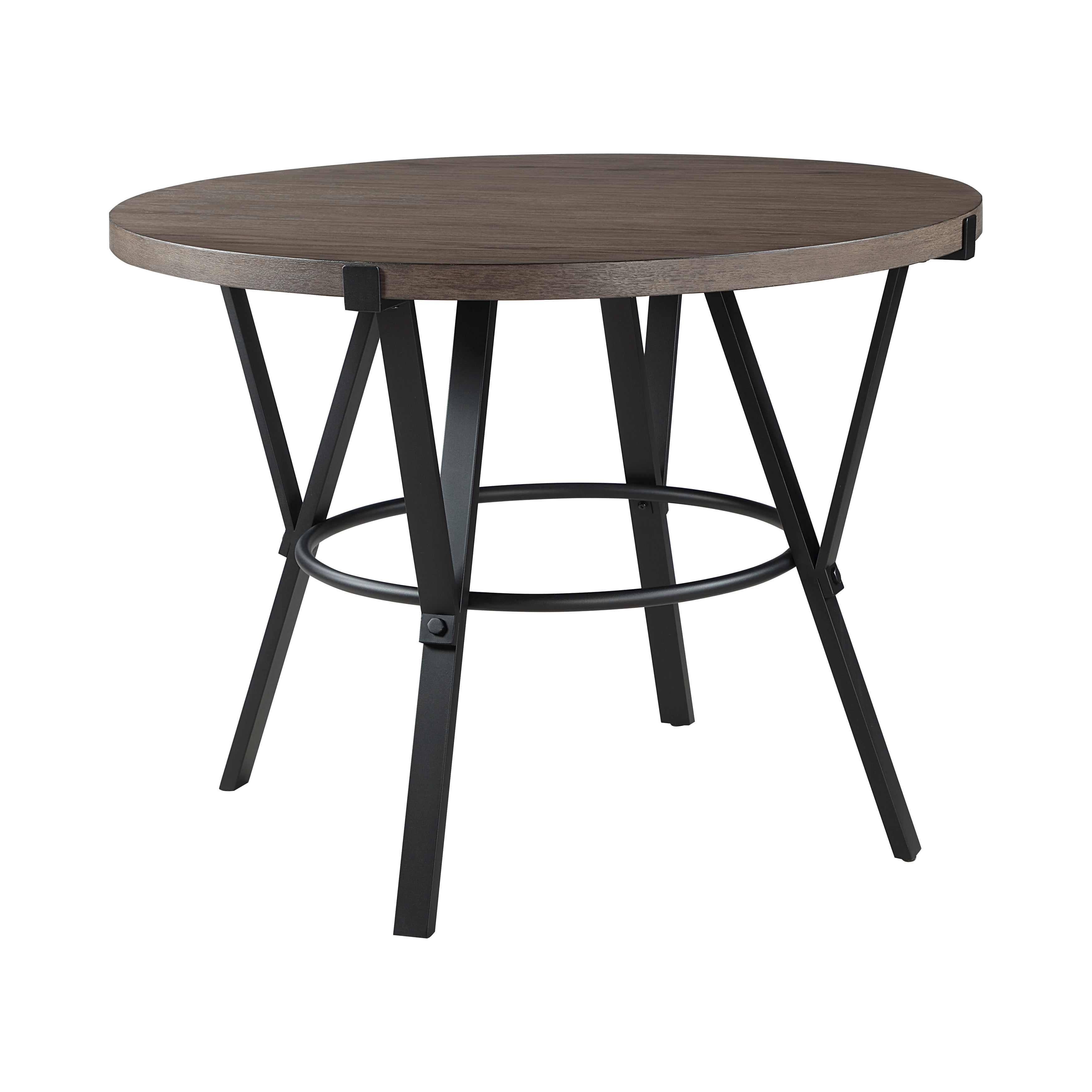 Rustic Round Counter Height Table, Brown Wood & Black Metal, 48 Inch ...