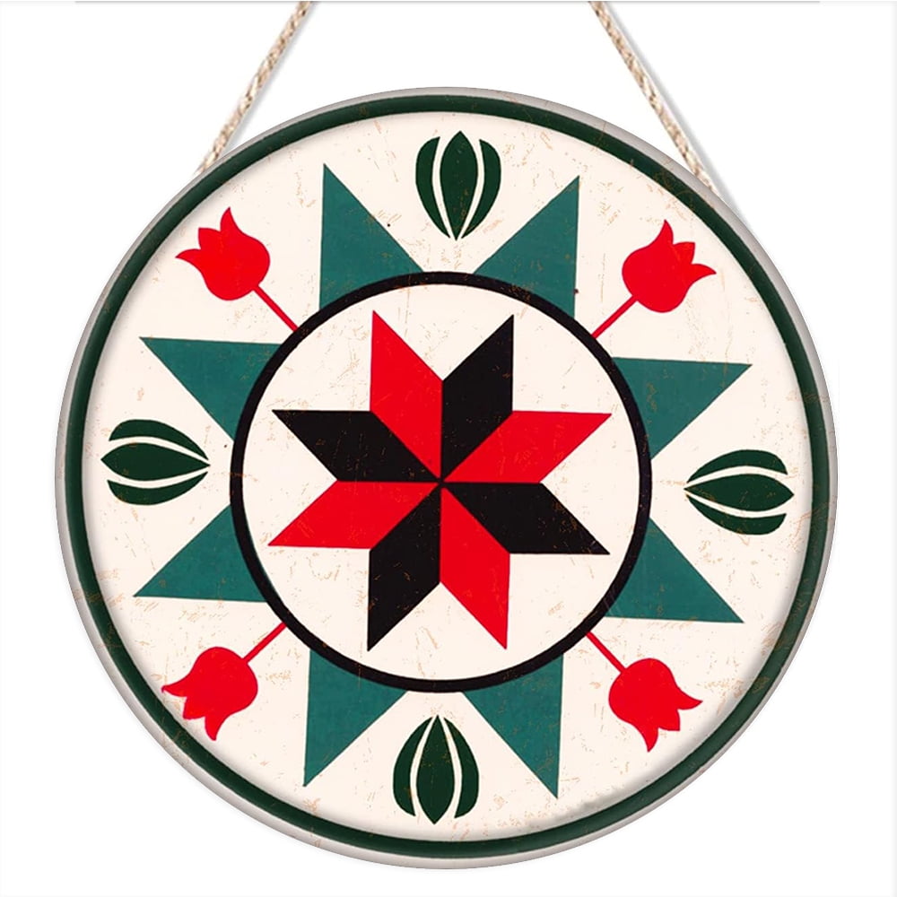 Rustic Round Hanging Wood Sign Pennsylvania Zook Dutch Hex Bless ...