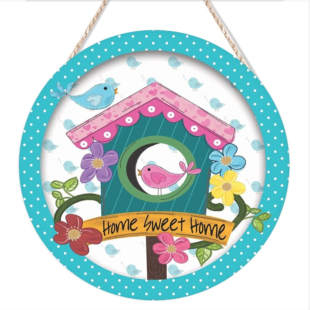 Rustic Round Hanging Wood Sign Spring Sign Wreath Sign Wreath ...