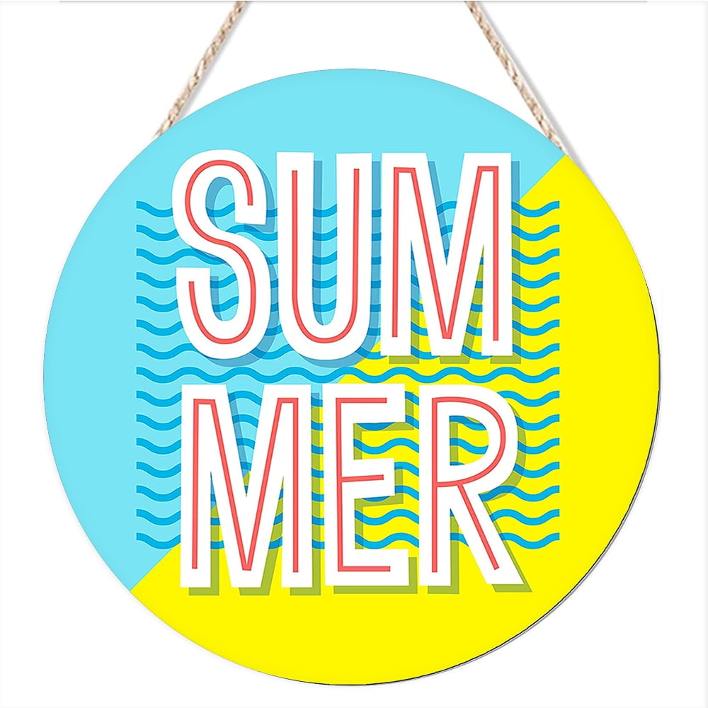 Rustic Round Hanging Wood Sign Summer Wreath Sign Wooden Plaques ...