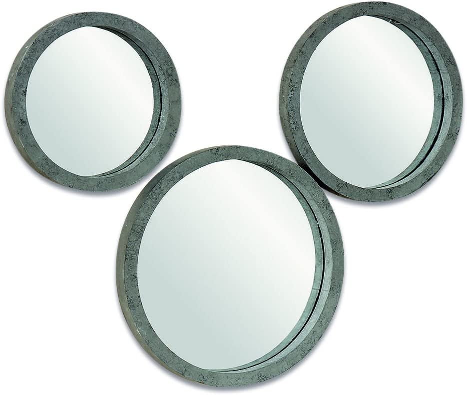 Rustic Round Mirrors, Set of 3 Mirrors, Weathered Vintage Finish ...