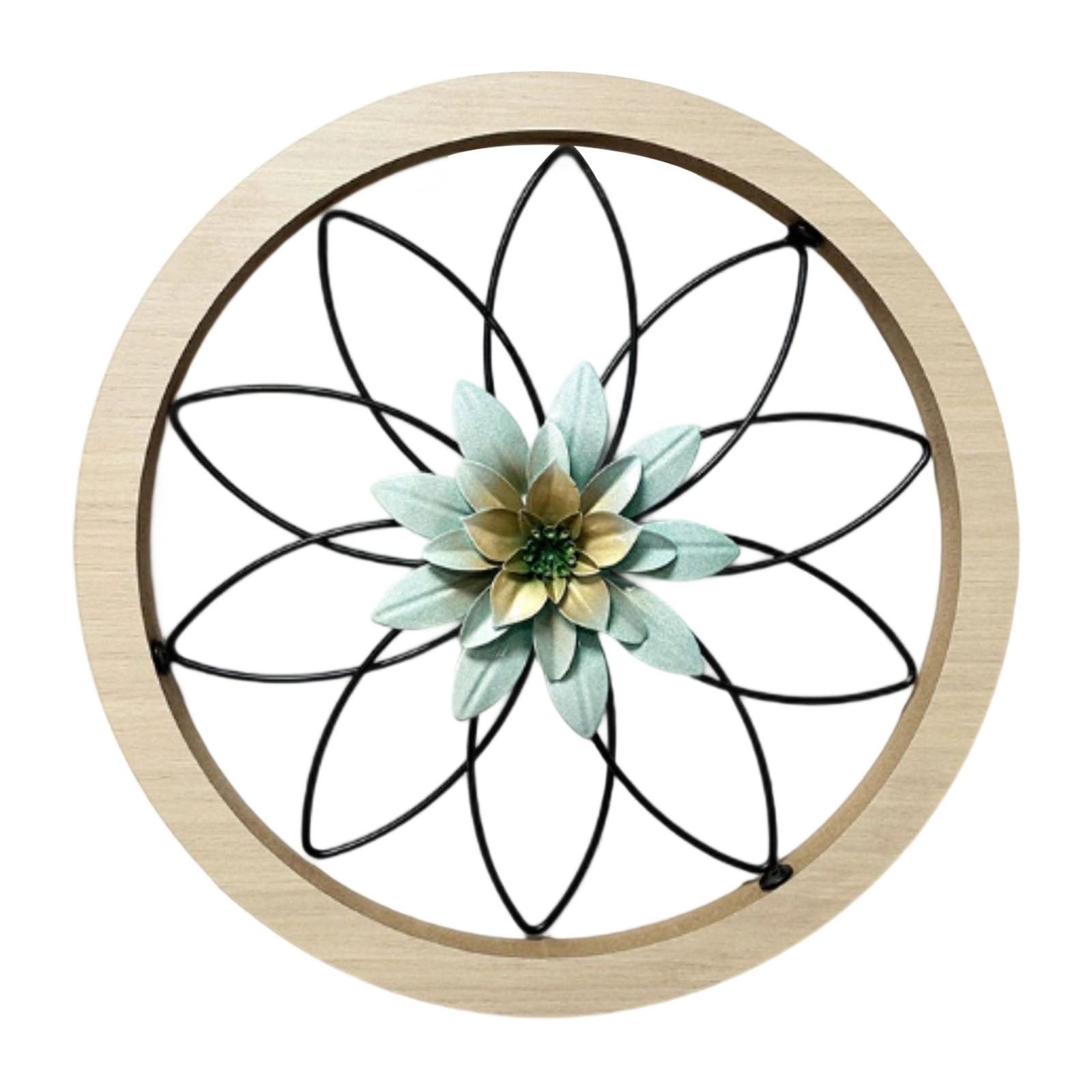 Rustic Round Wall Decor - 3D Wood & Metal Floral Wall Art for Farmhouse ...