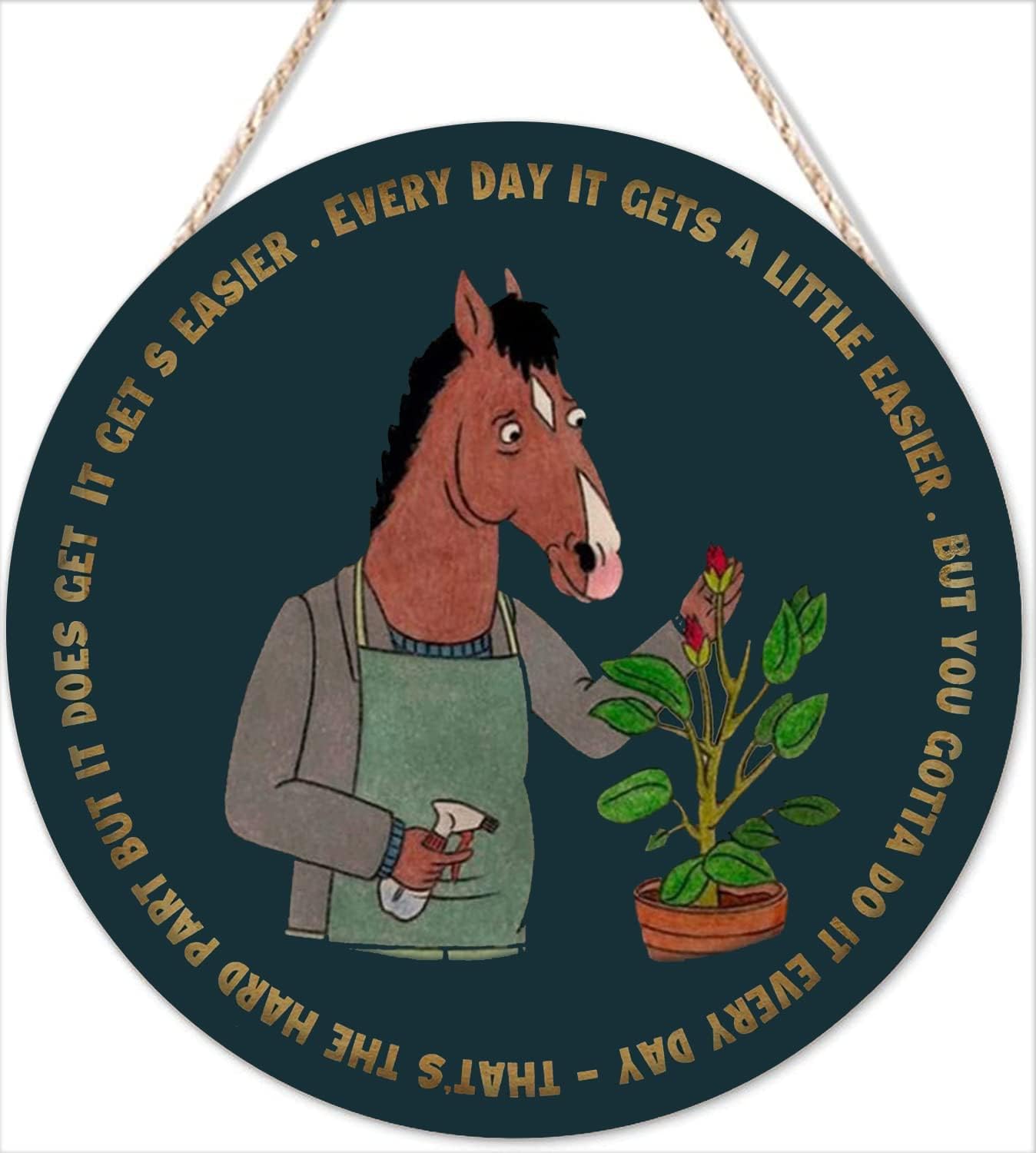 Rustic Round Wood Sign Every Day It Gets A Little Easier Life Wooden ...
