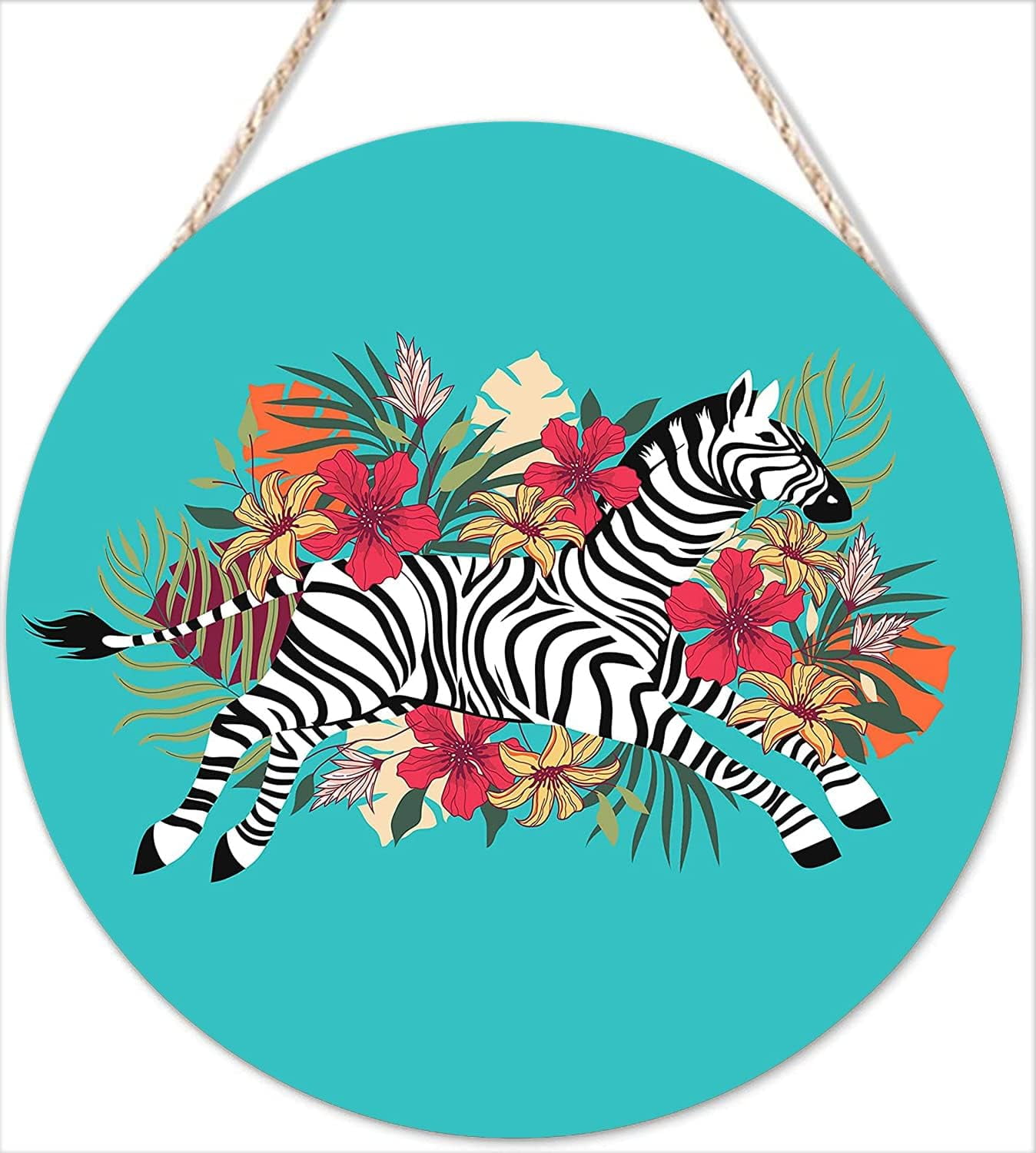 Rustic Round Wood Sign Zebra Cute Baby Animals Kids Room Zoo Wooden ...