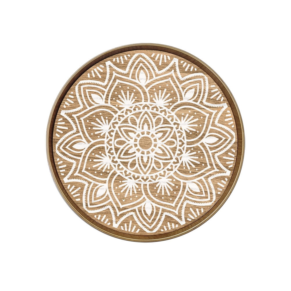Rustic Round Wooden Trays Lotus Pallet Decorative Tray Vintage Antique ...