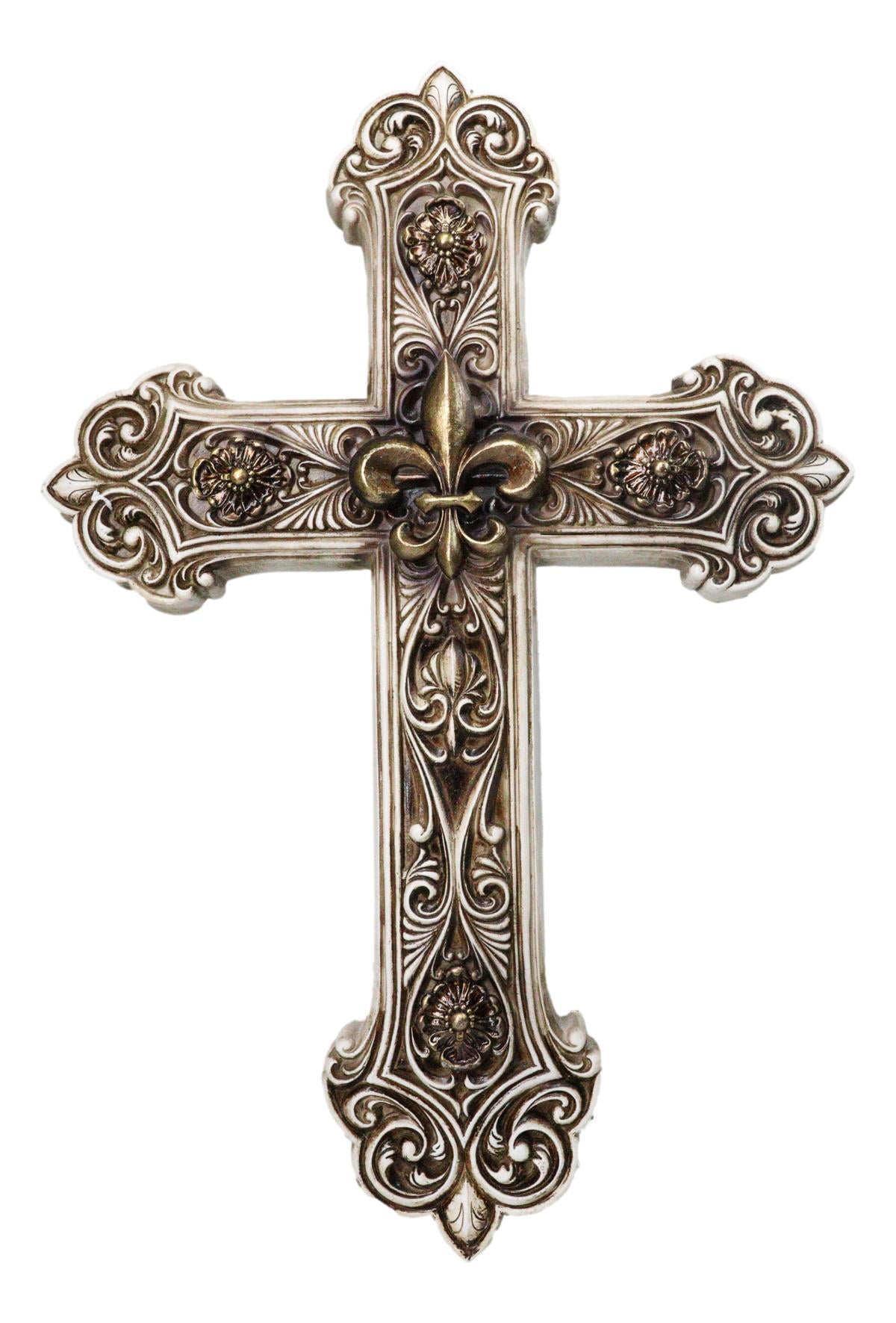 Rustic Royal French Fleur De Lis Emblem with Ornate Scrollwork Wall ...