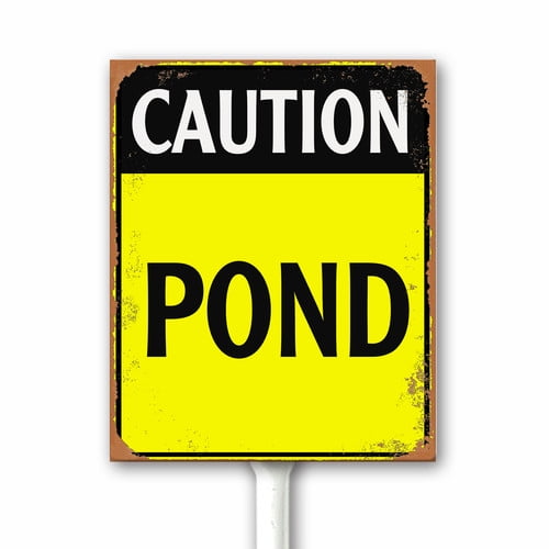 Rustic Safety Caution Pond Traffic/Safety Signs Yellow Metal Tin Signs ...
