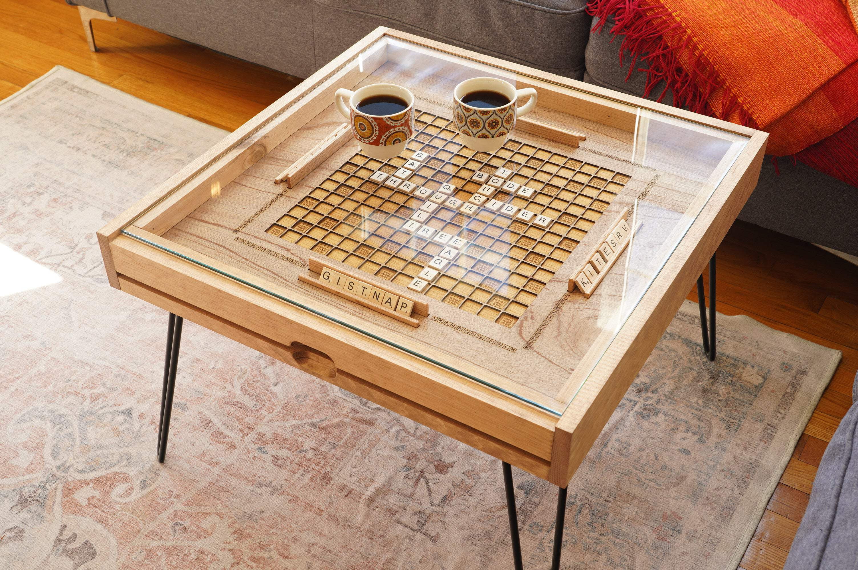 Rustic Scrabble Coffee Table with removable top - letter tiles included ...