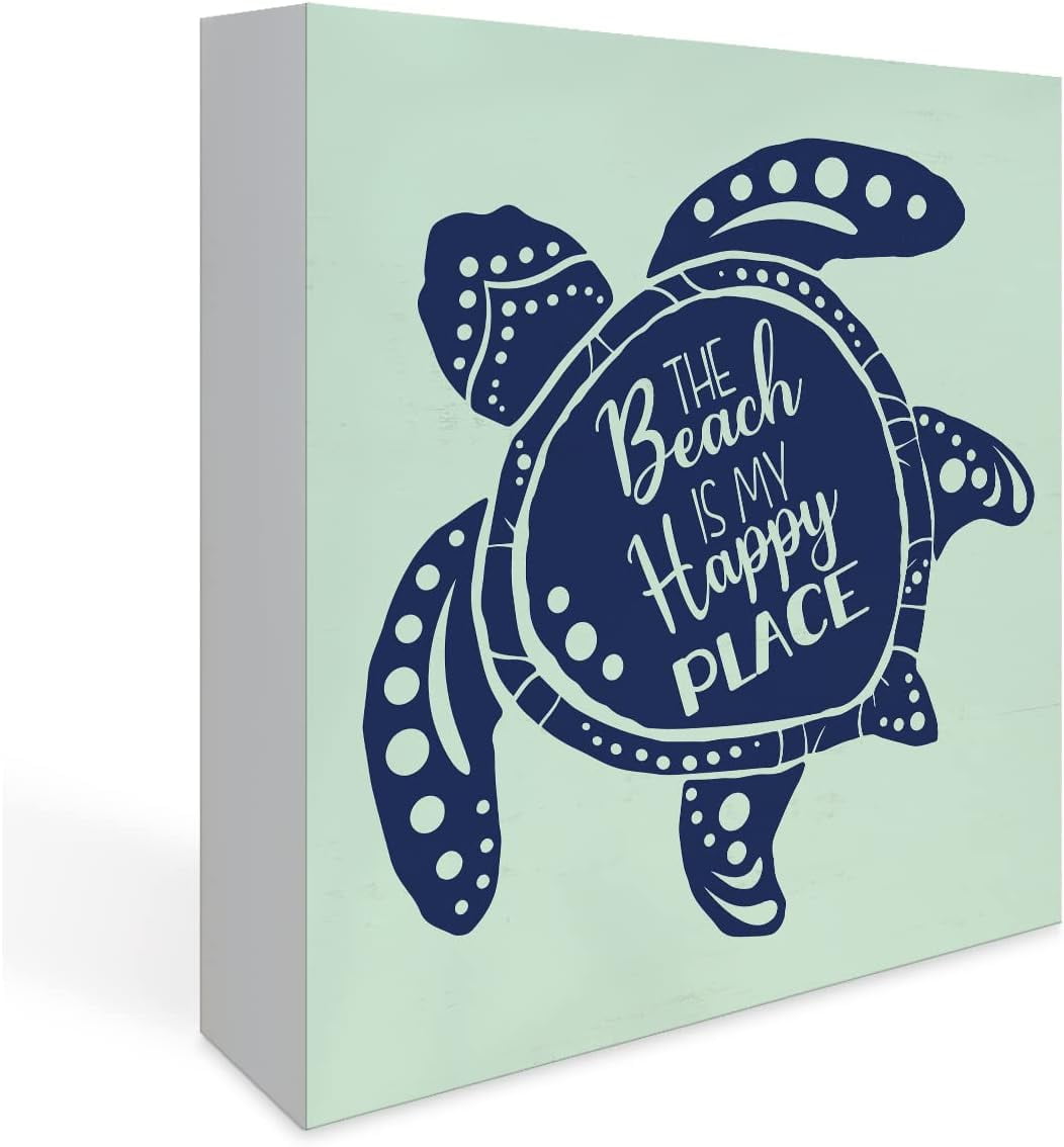 Rustic Sea Turtle Wood Box Sign, Farmhouse Beach Theme Artwork Decor ...