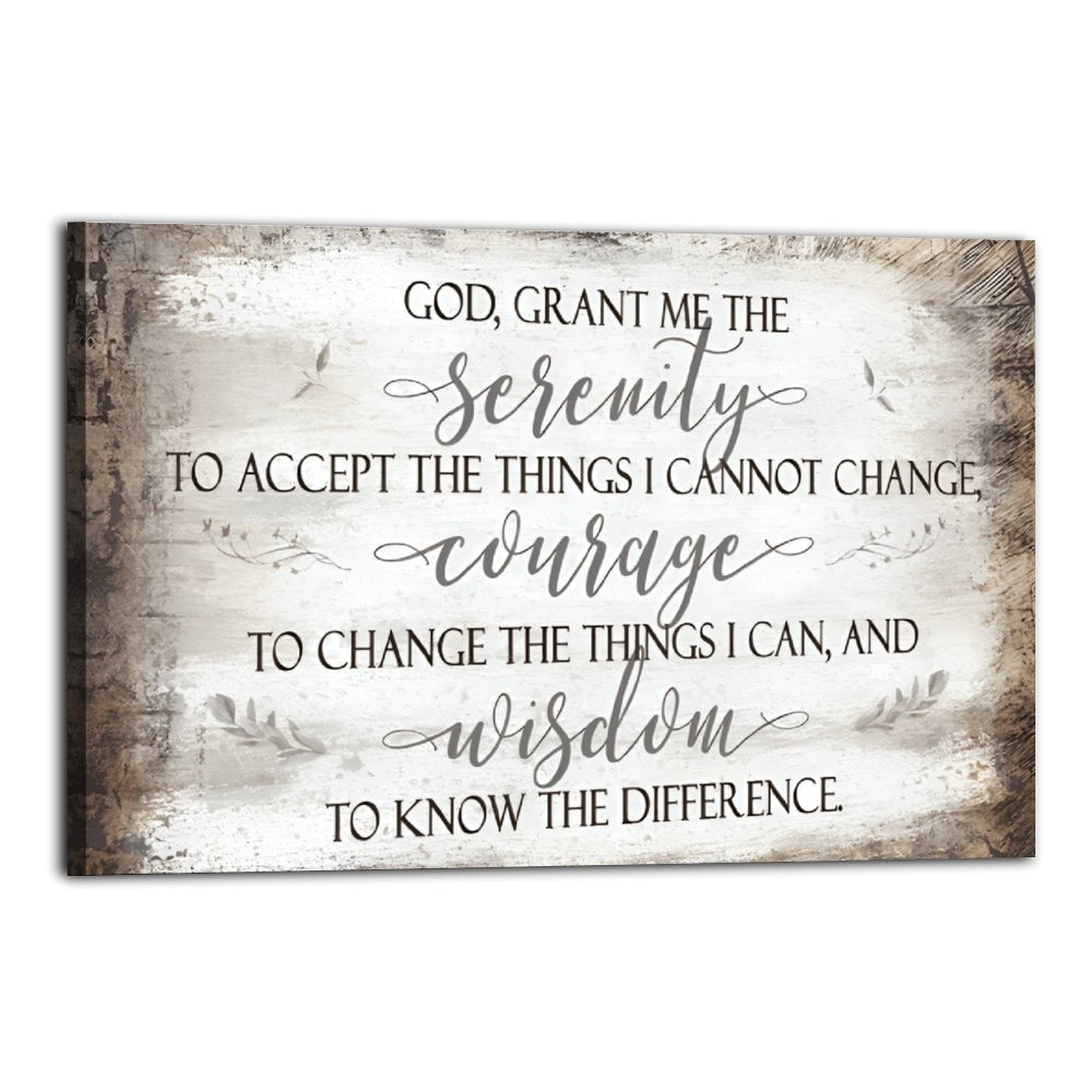 Rustic Serenity Prayer Poster Wrapped Wooden Frame Wall Decor,,Canvas ...