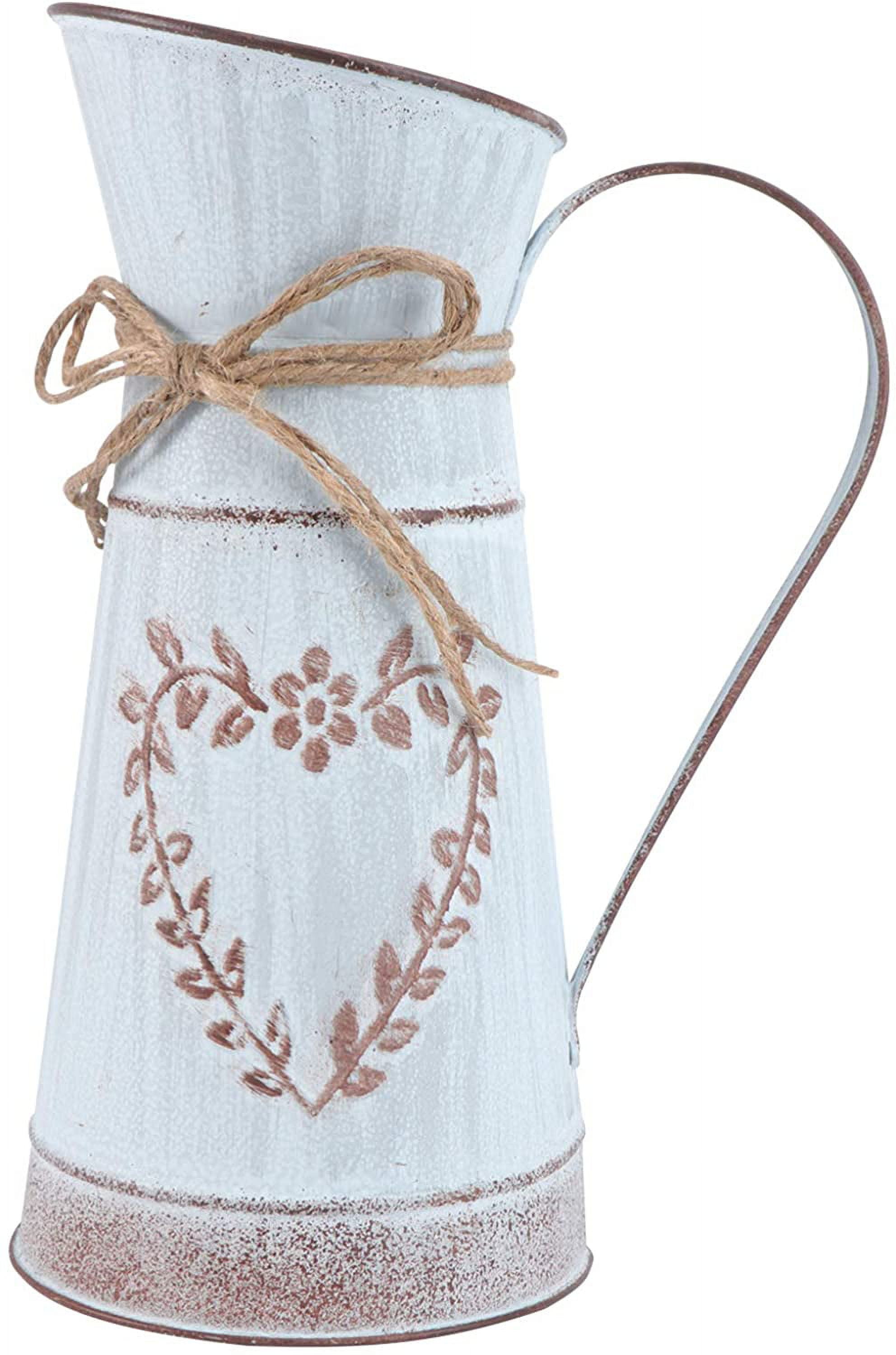 Shabby Chic Large Metal Jug Flower Pitcher Vase - Walmart.com