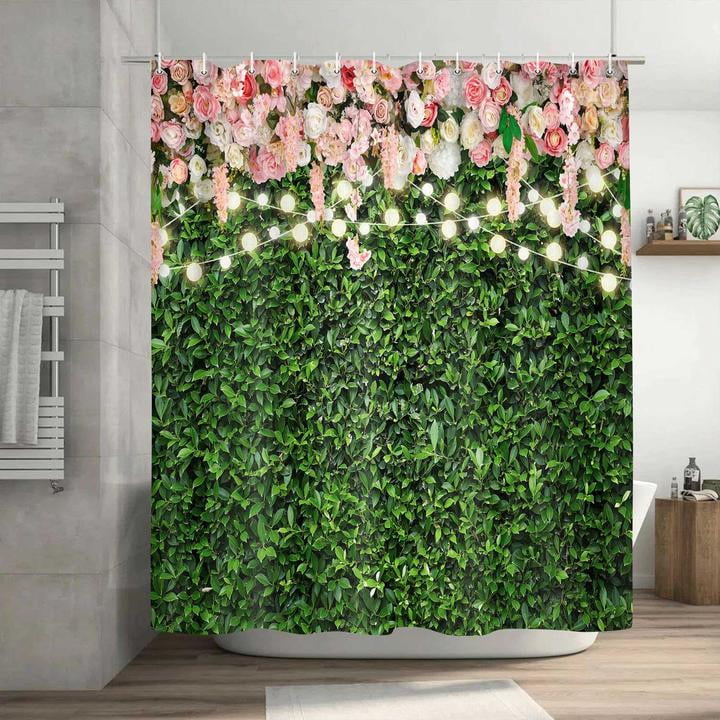 Rustic Shower Curtain, 3D Floral Lush Vine Green Leaves Ivy Shower ...