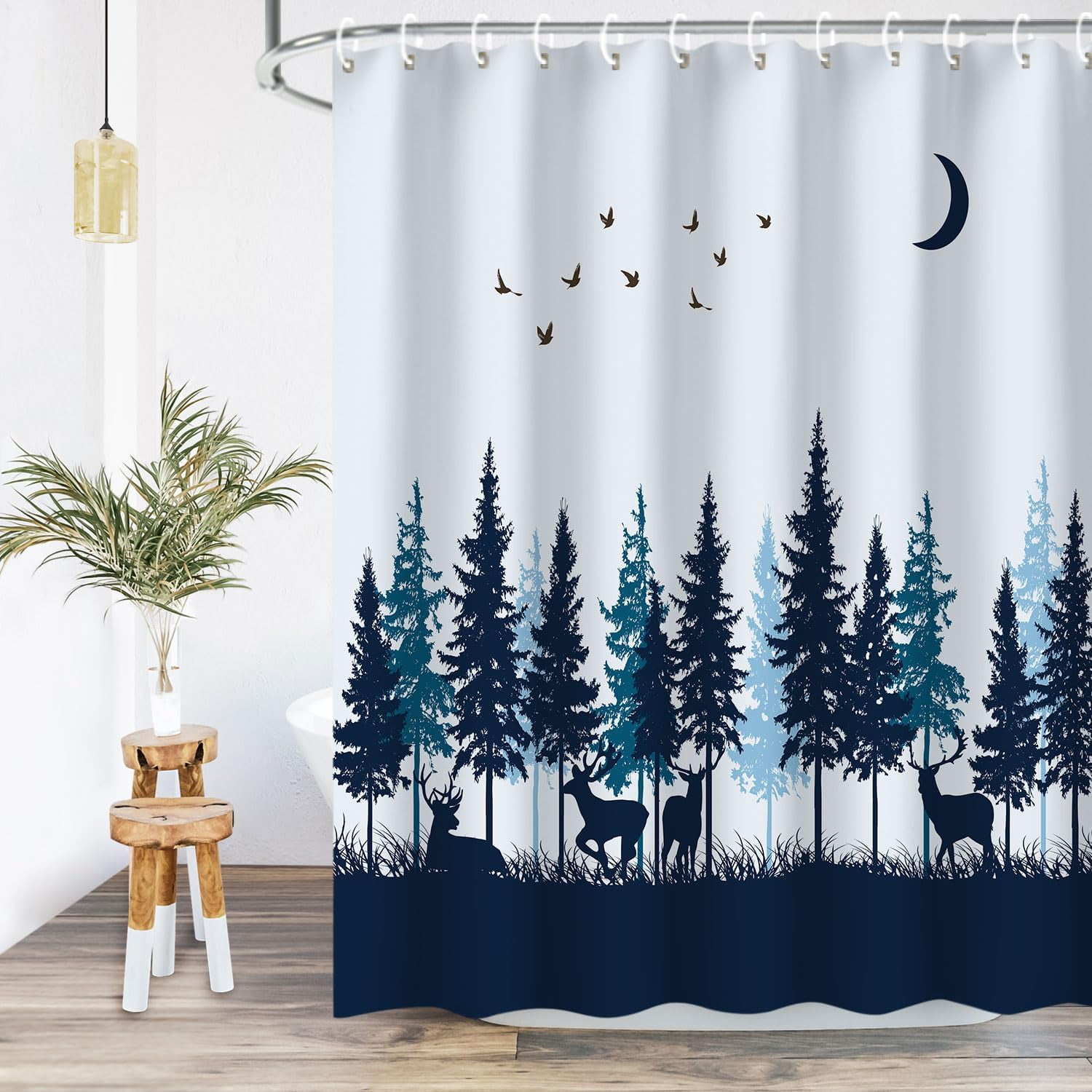 Rustic Shower Curtain, Deer Shower Curtain Farmhouse Forest Mountain ...