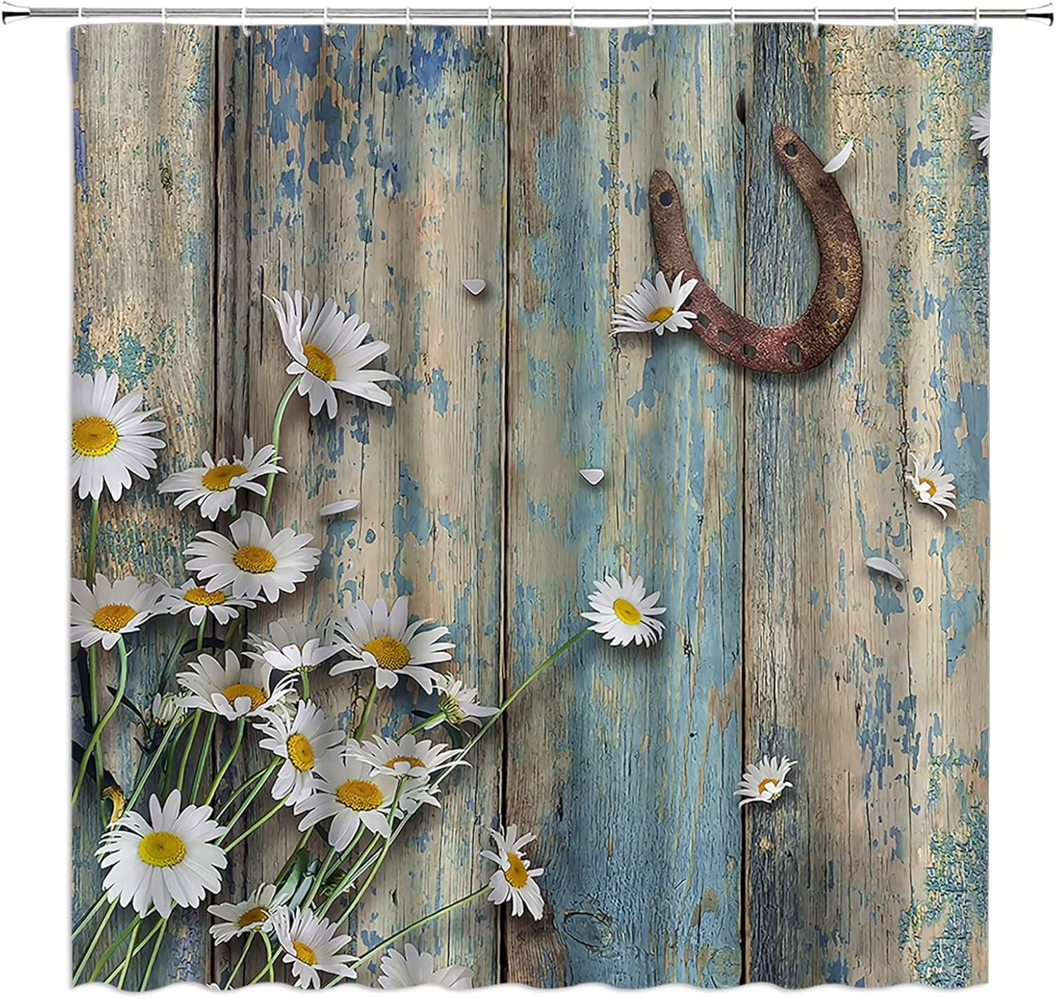 Rustic Shower Curtain Farmhouse Country American Western Style Horse ...