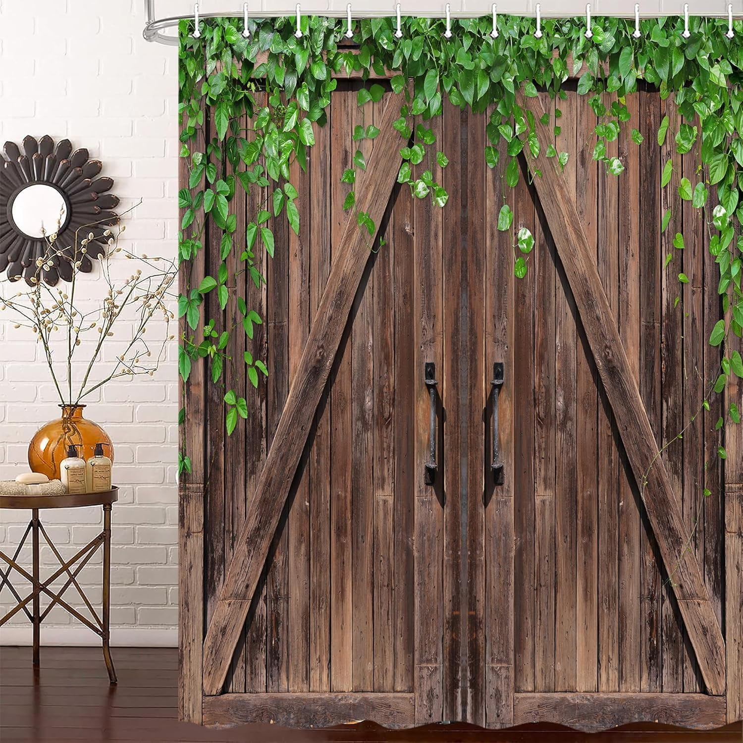 Rustic Shower Curtain Set, Western Fabric Shower Curtain, Farmhouse ...
